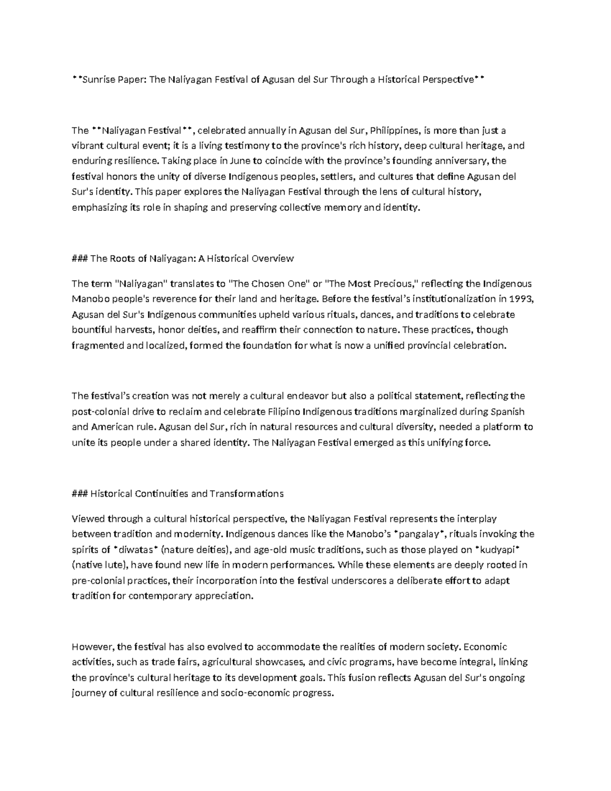 Sunrise Paper -WPS Office - Sunrise Paper: The Naliyagan Festival of ...