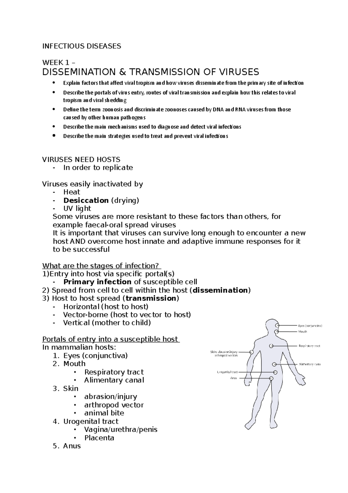 Infectious Diseases l1 - INFECTIOUS DISEASES WEEK 1 – DISSEMINATION ...