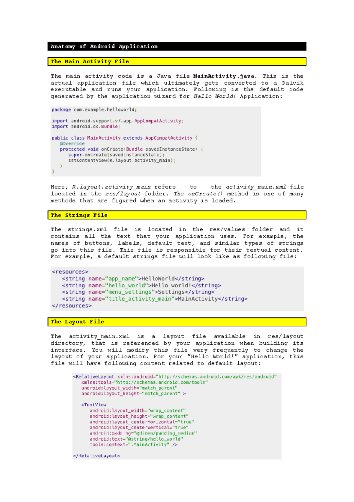 2.5 Anatomy of Android Application - Anatomy of Android Application The ...