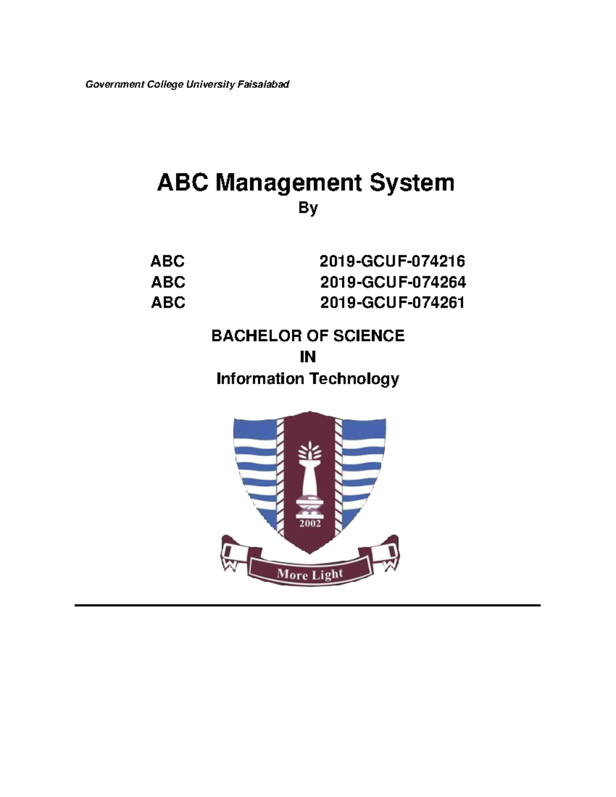 SRS Sample - Computer scienec - GCUF - Studocu
