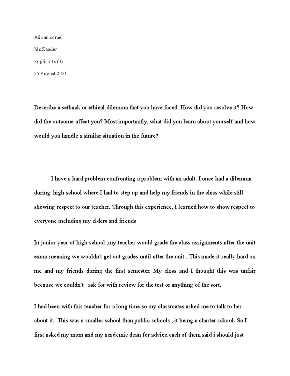Air force academy essay promt - Adrian cornel Ms English IV(7) 25 ...