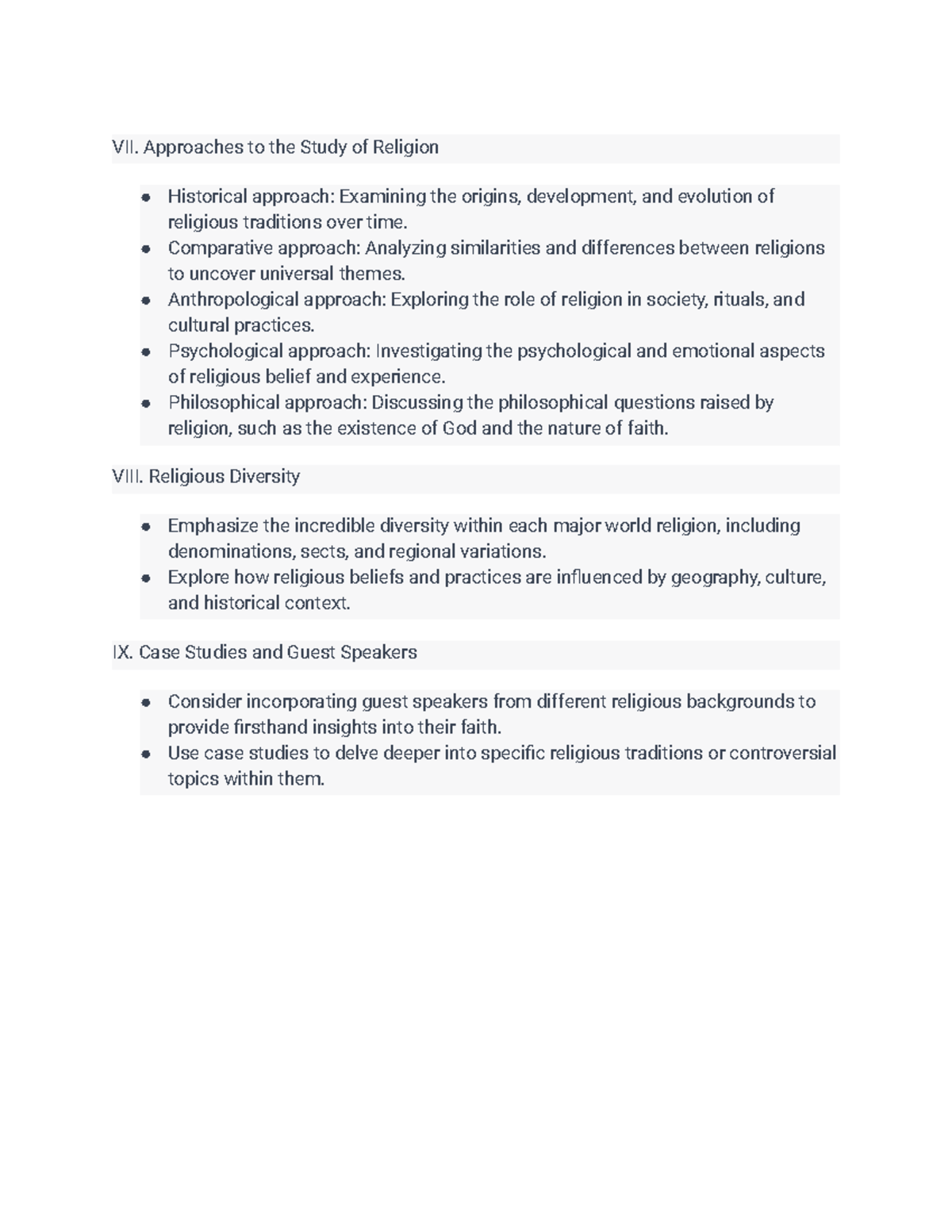 Intro to world religion class - VII. Approaches to the Study of ...