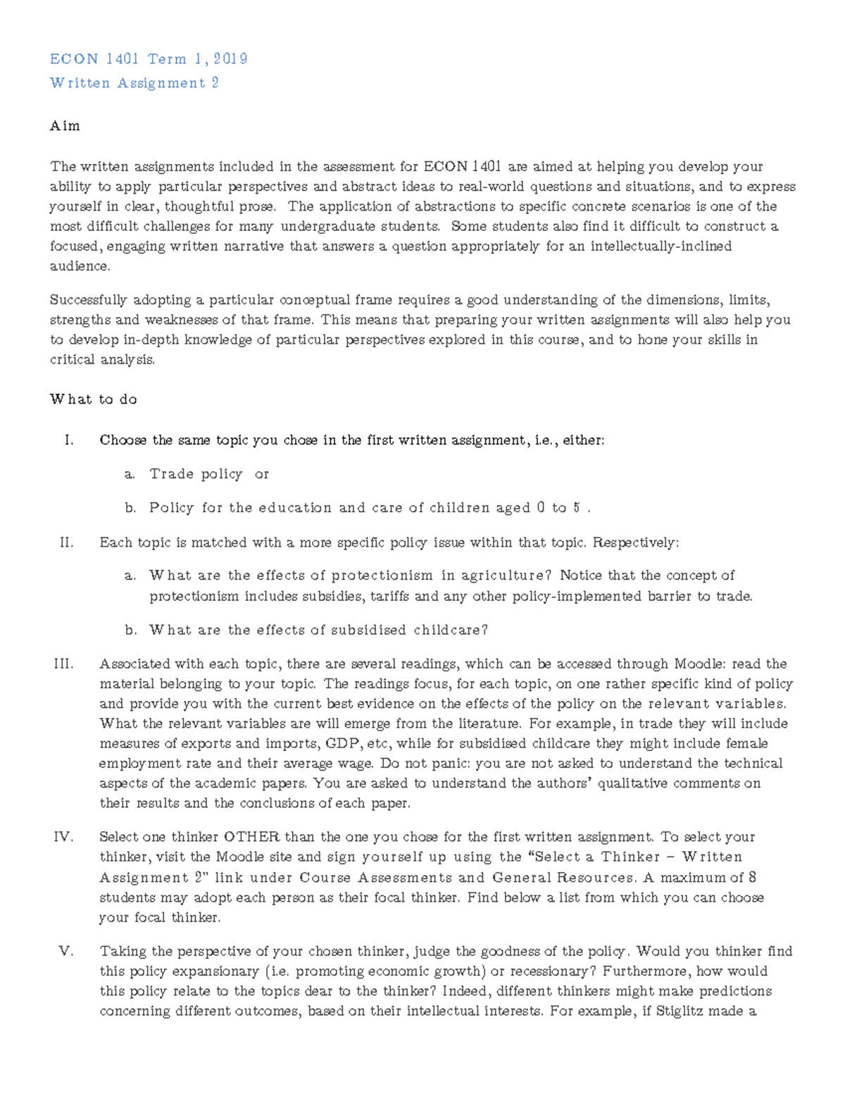 Written Assignment 2 2019 t1 - EC ON 1401 Term 1, 2019 W ritten A ...