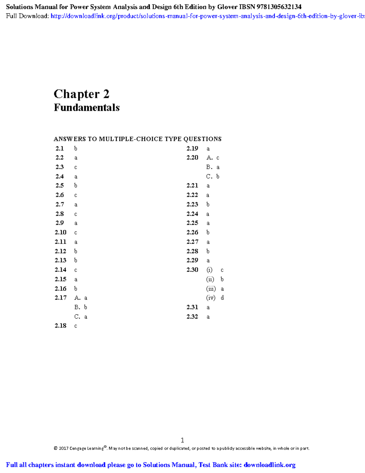 Pdfcoffee - 111111111111 - Power System Analysis - 1 © 2017 Cengage Learning®. May not be ...