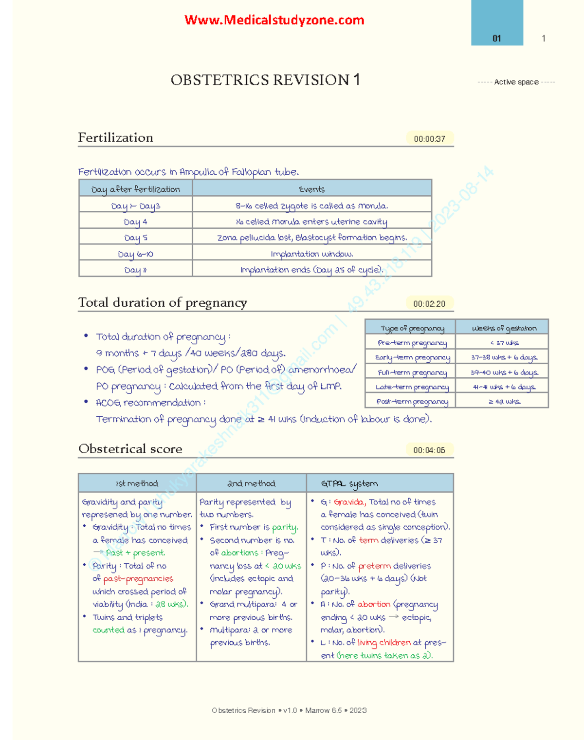 Marrow gyn obs notes - Obstetrics Revision 1 1 - Active space - 01 ...