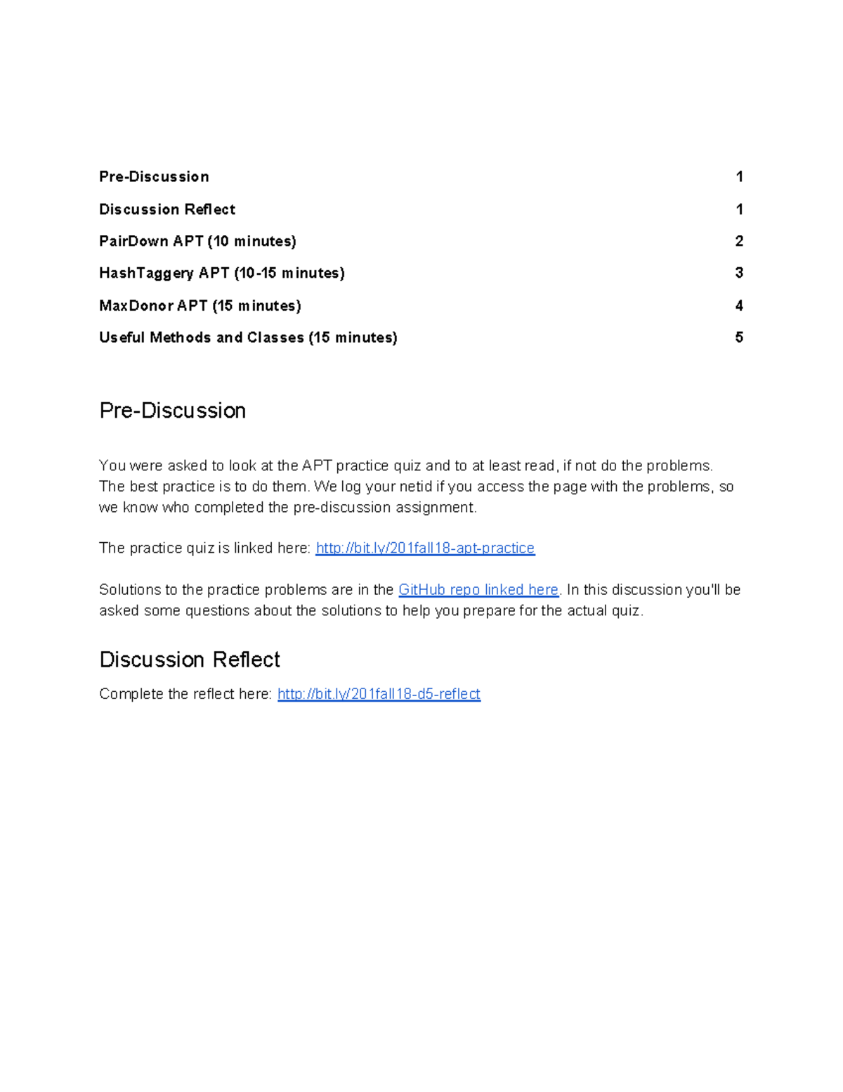 Discussion 5 Solutions - Pre-Discussion 1 Discussion Reflect 1 PairDown ...
