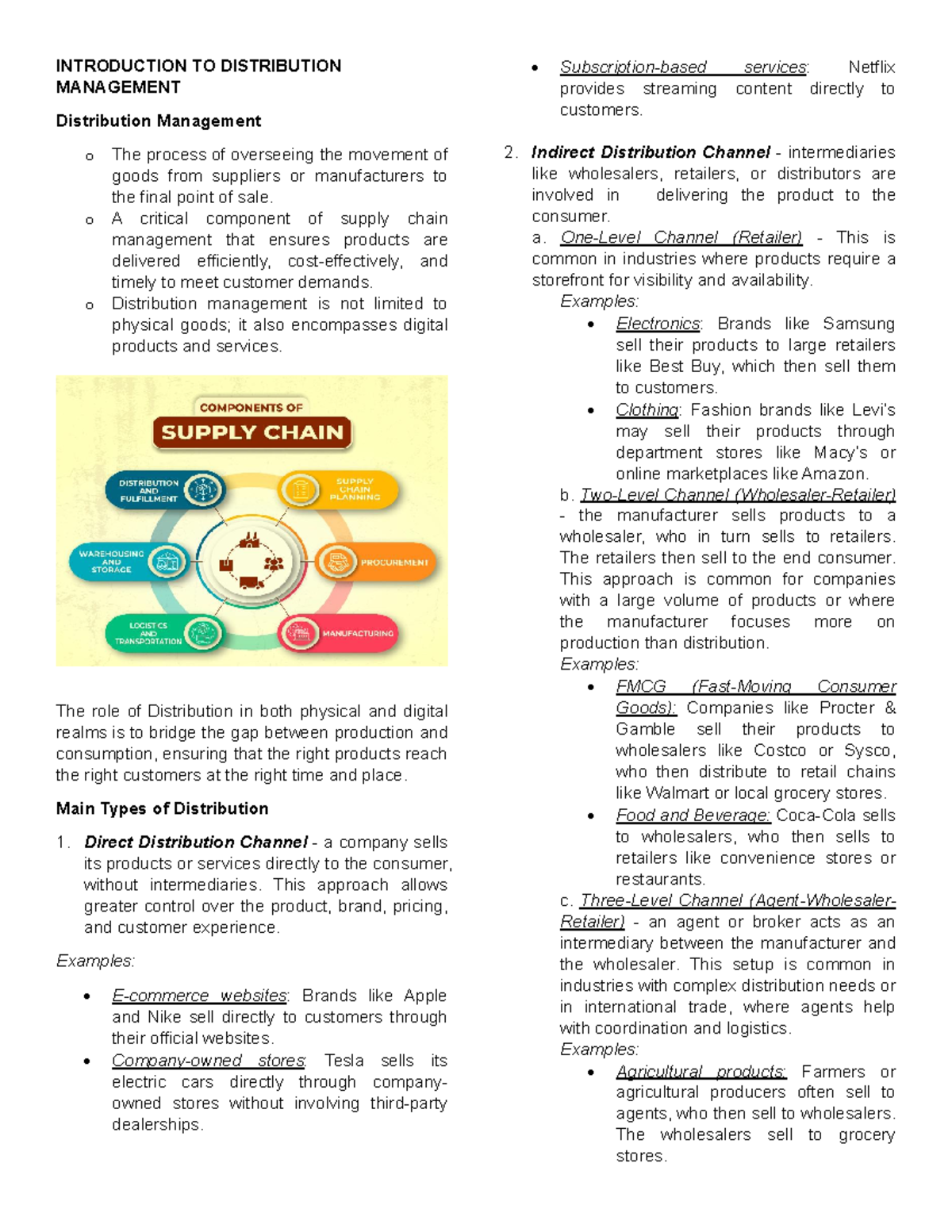 Intro to Distribution Management 1 - INTRODUCTION TO DISTRIBUTION ...