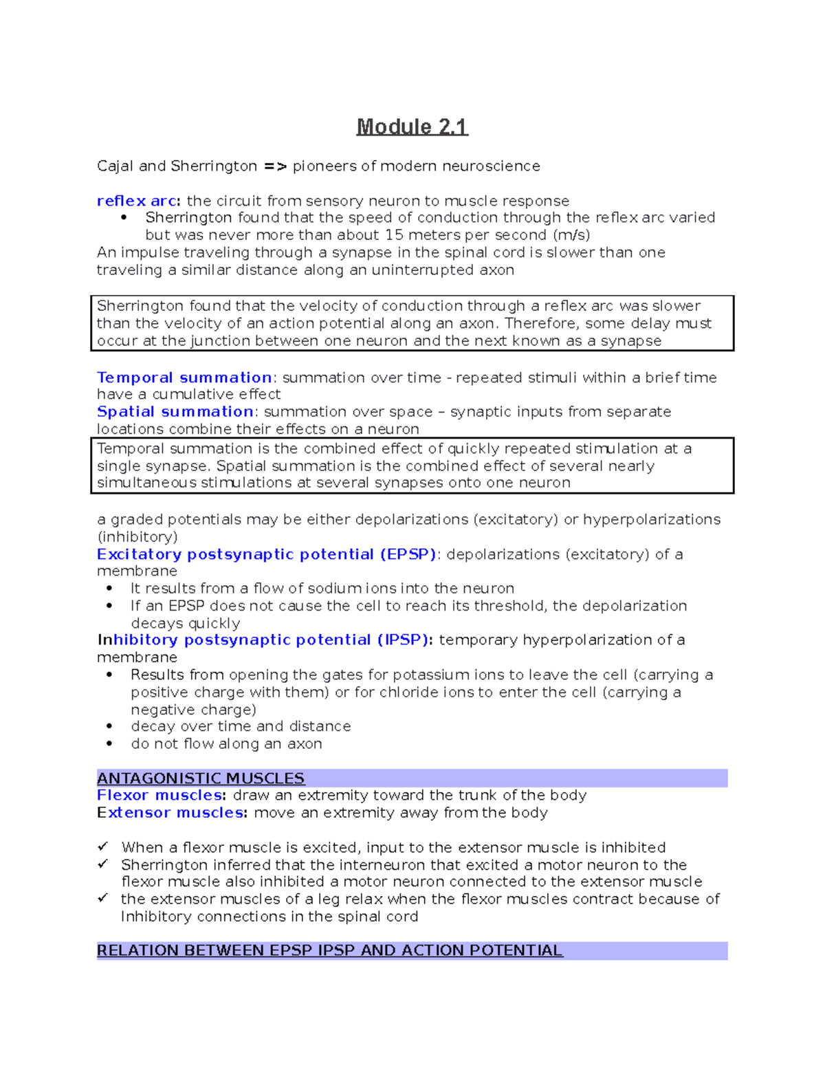 Unit 2 - Unit 2 - module 2.1 - Module 2. Cajal and Sherrington ...
