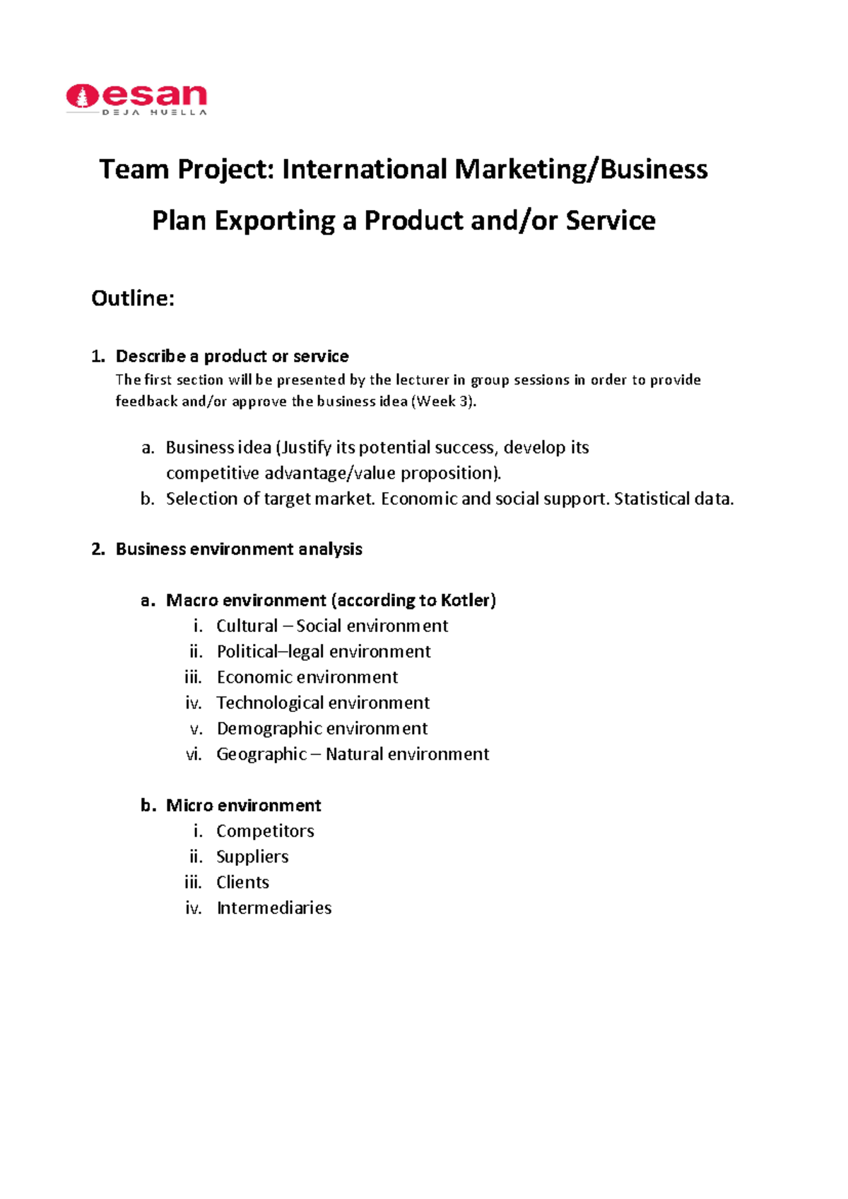 GM team project guidelines and rubrics - Team Project: International ...