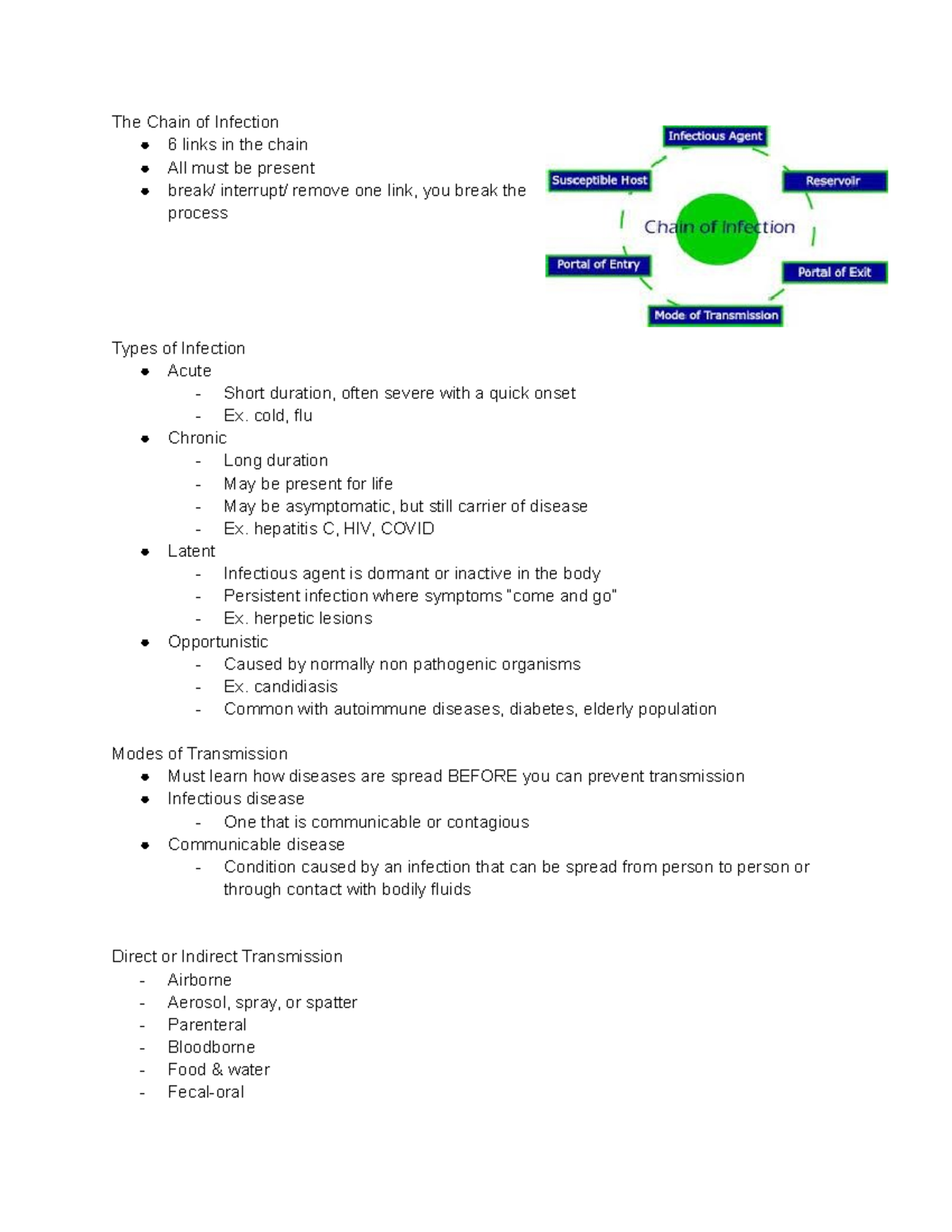 Disease Transmission and Infection Prevention - The Chain of Infection ...