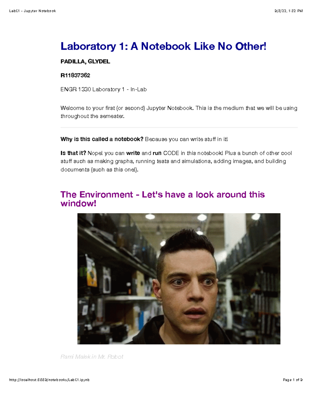 Lab01 ENGR 1330 - Laboratory 1: A Notebook Like No Other! PADILLA, GLYDEL R ENGR 1330 Laboratory ...