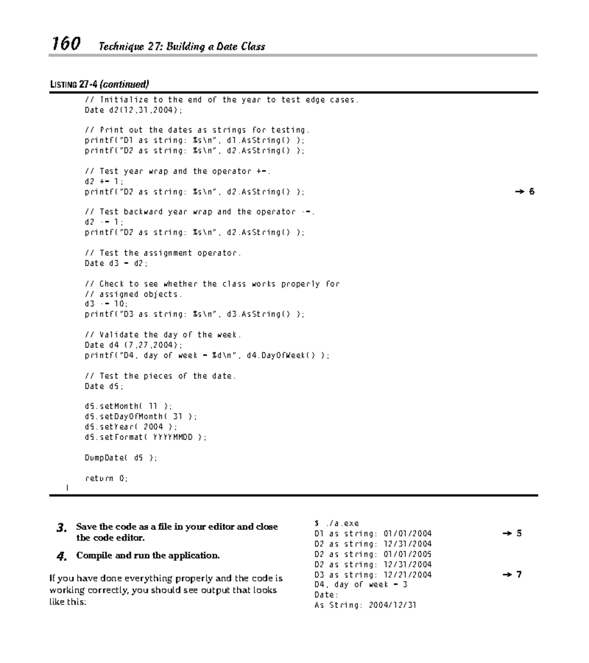 C Timesaving Techniques 31 160 Technique 27 Building A Date Class A D1 As String 01