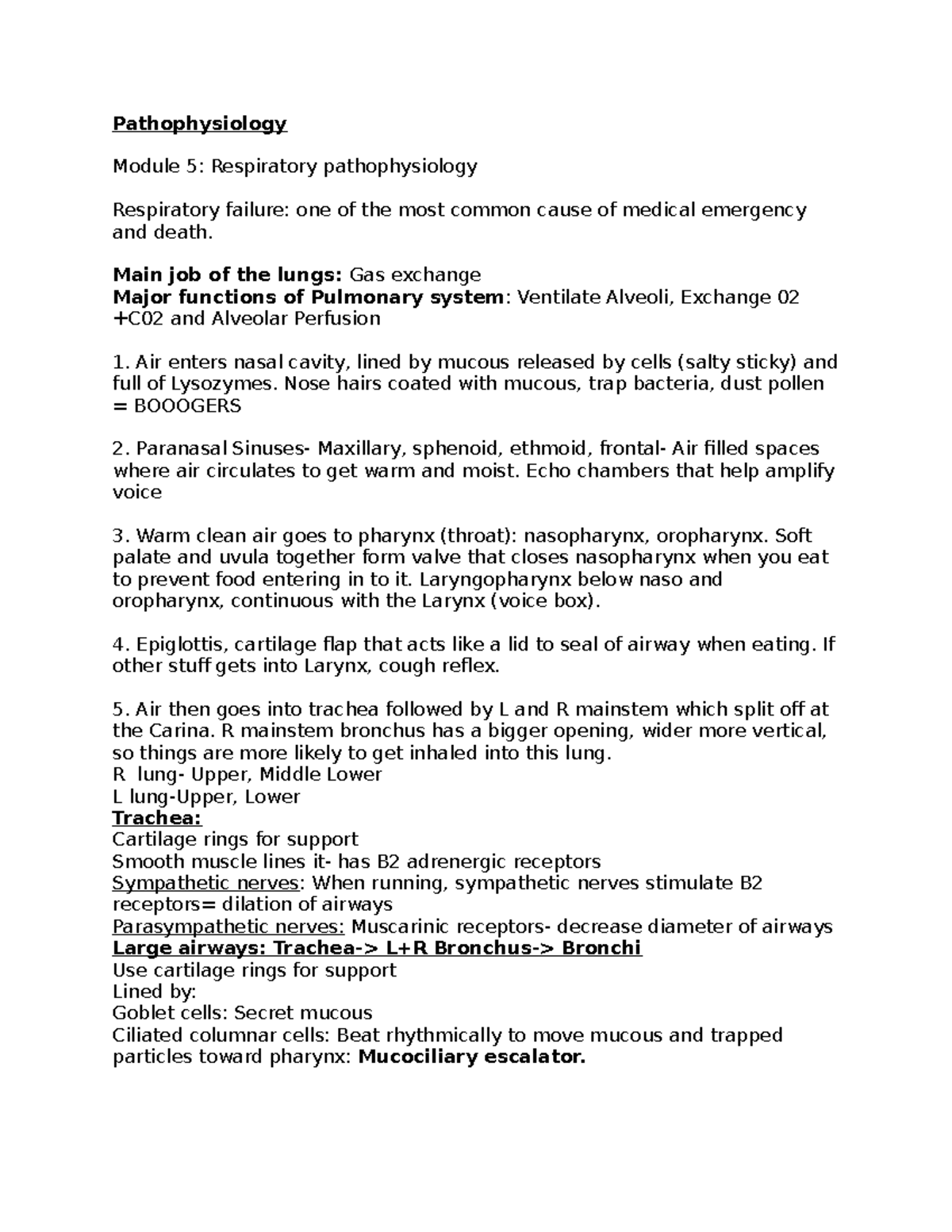 Mcgill Patho 209- Module 5,6,7 - Pathophysiology Module 5: Respiratory ...