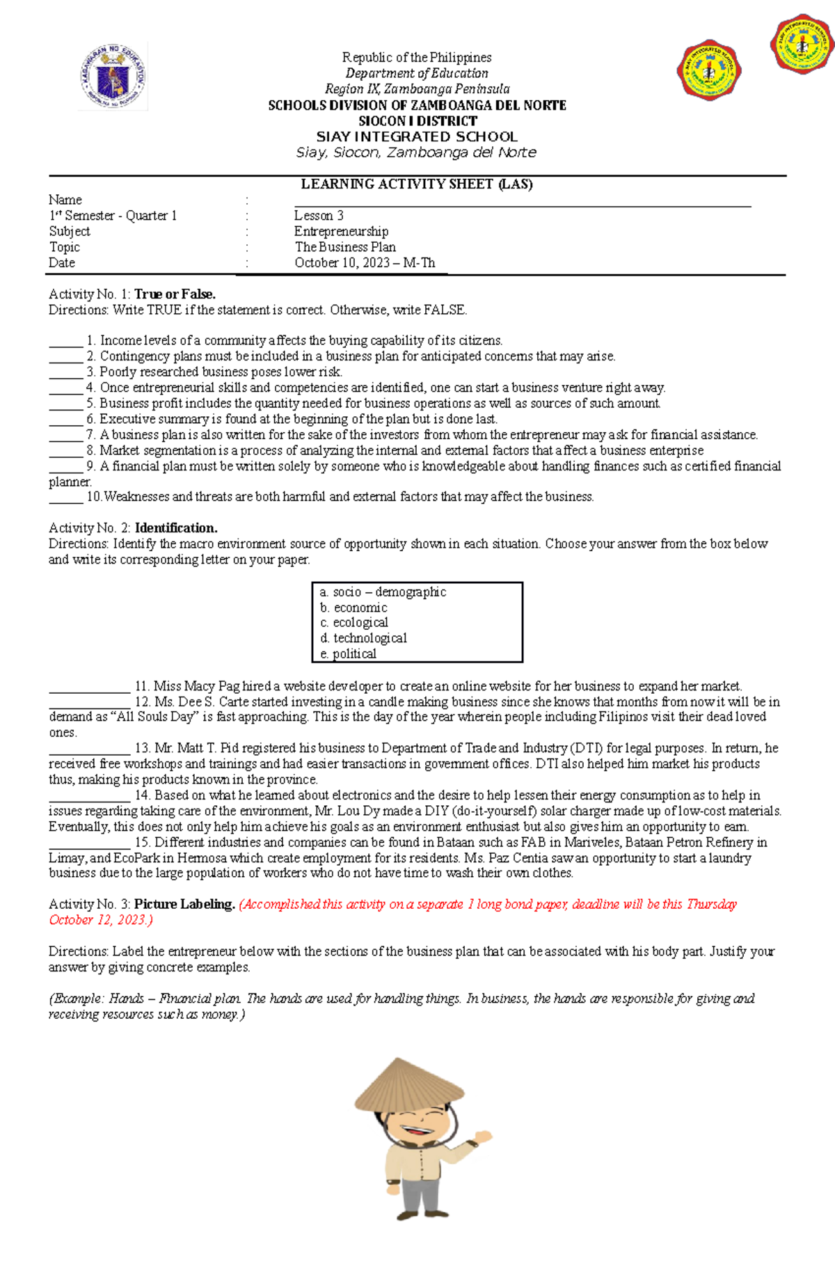 LAS - Learning Activity Sheet - Republic of the Philippines Department ...