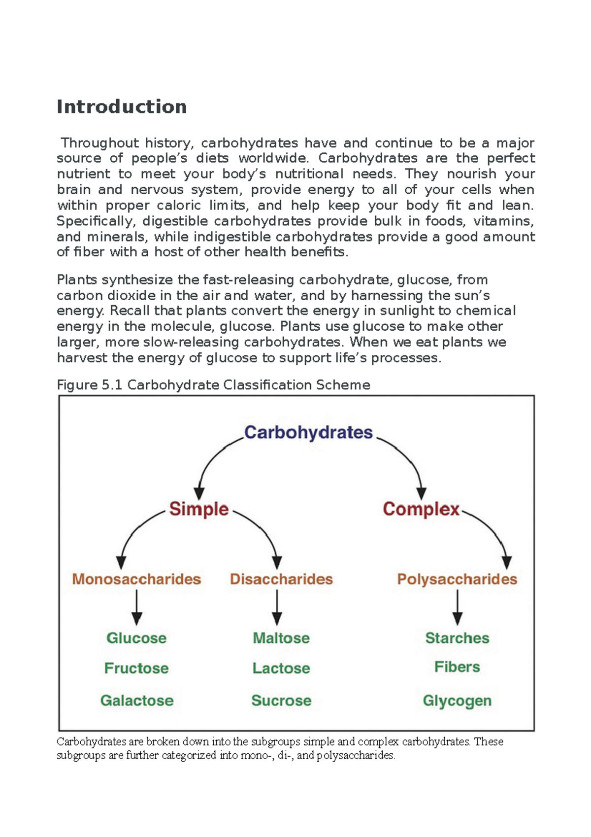 Nutri- chap 5 pt 1 - Introduction Throughout history, carbohydrates ...