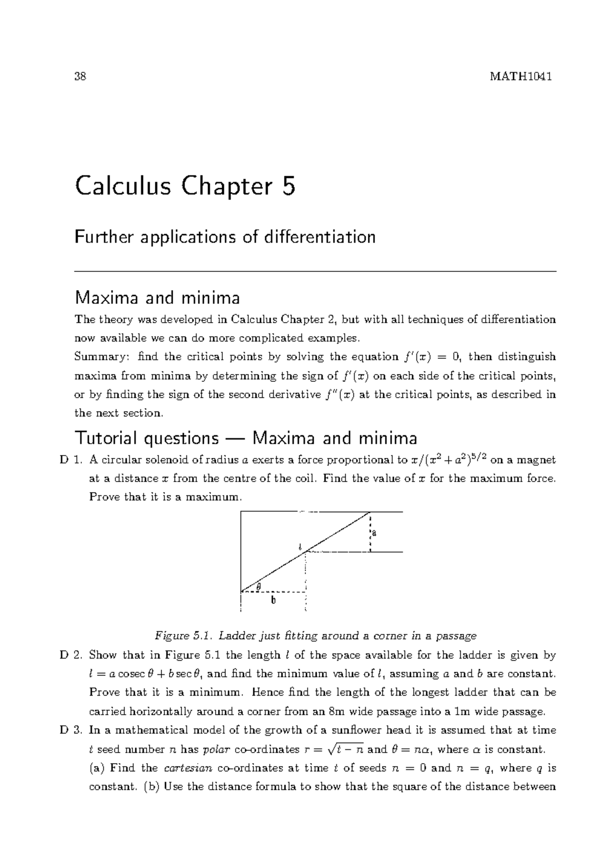 1Aux Cal 5 - Additional Applications of Differentiation - 38 MATH ...
