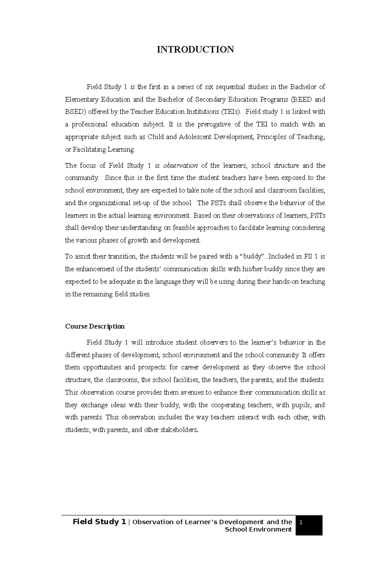 Field Study 1asdabiudhaui haudhf na ja docx - INTRODUCTION Field Study ...