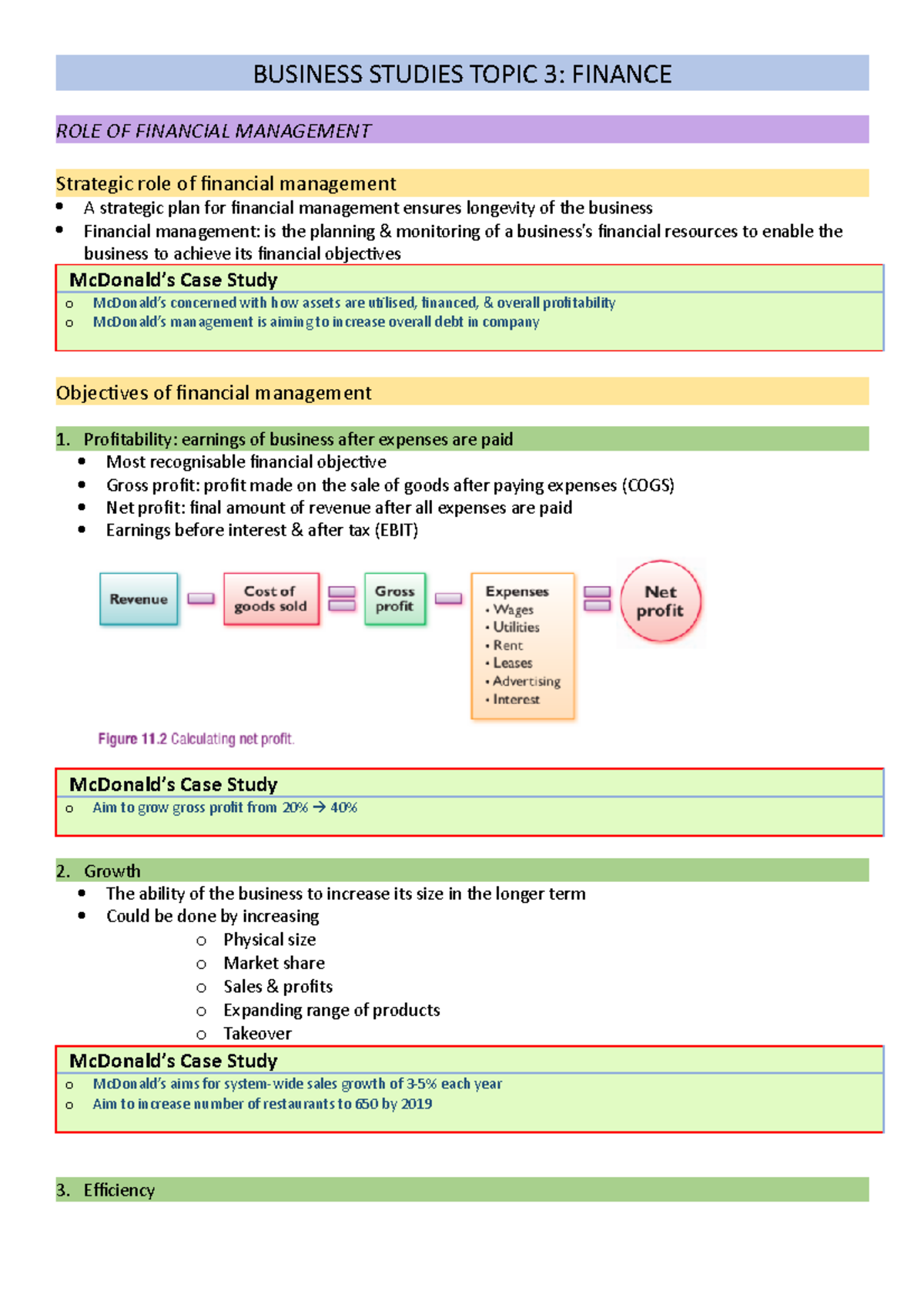 Business Studies Finance Notes - BUSINESS STUDIES TOPIC 3: FINANCE ROLE ...