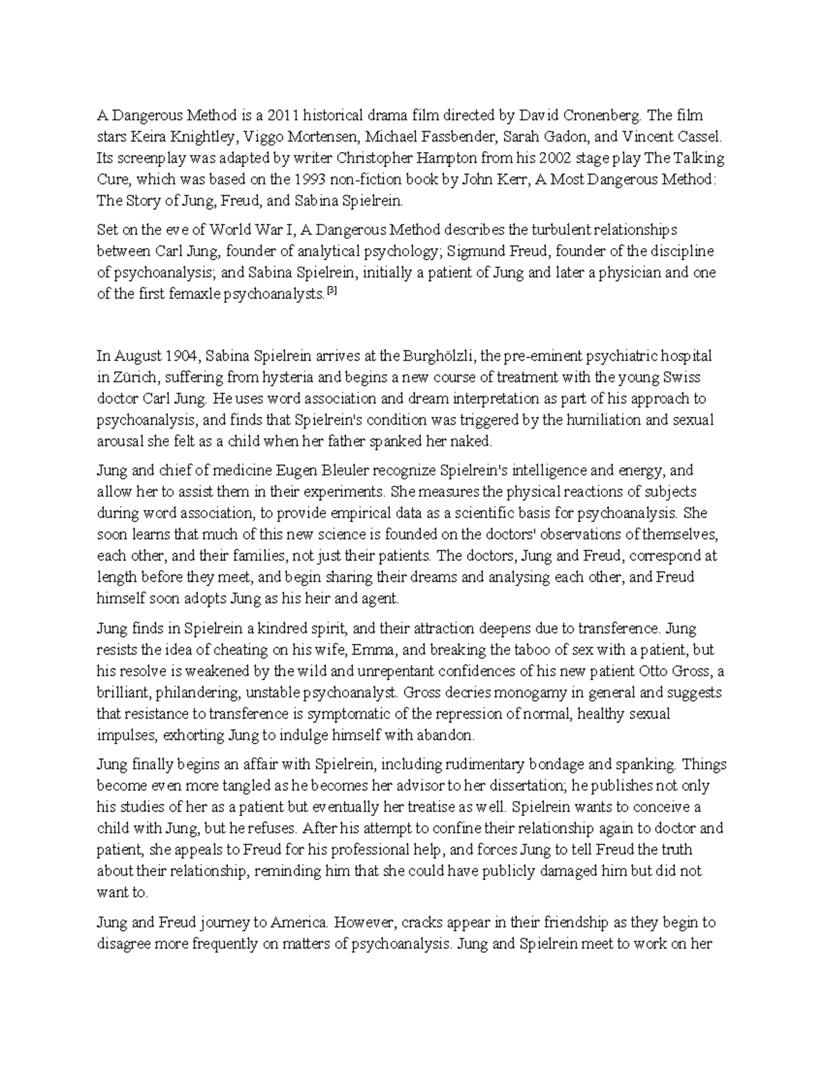 A dangerous method notes - A Dangerous Method is a 2011 historical ...