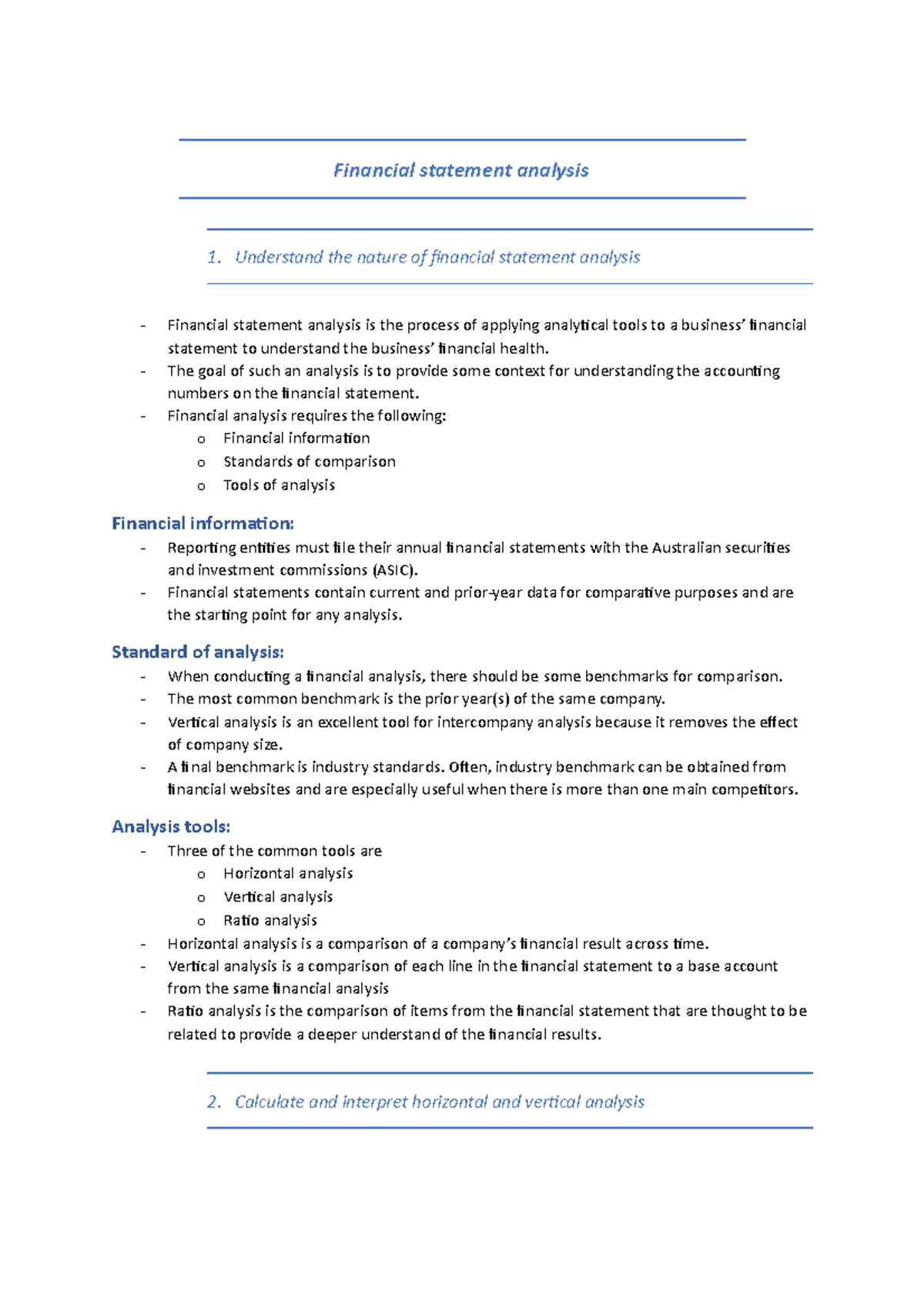 Financial statement analysis - Understand the nature of financial ...