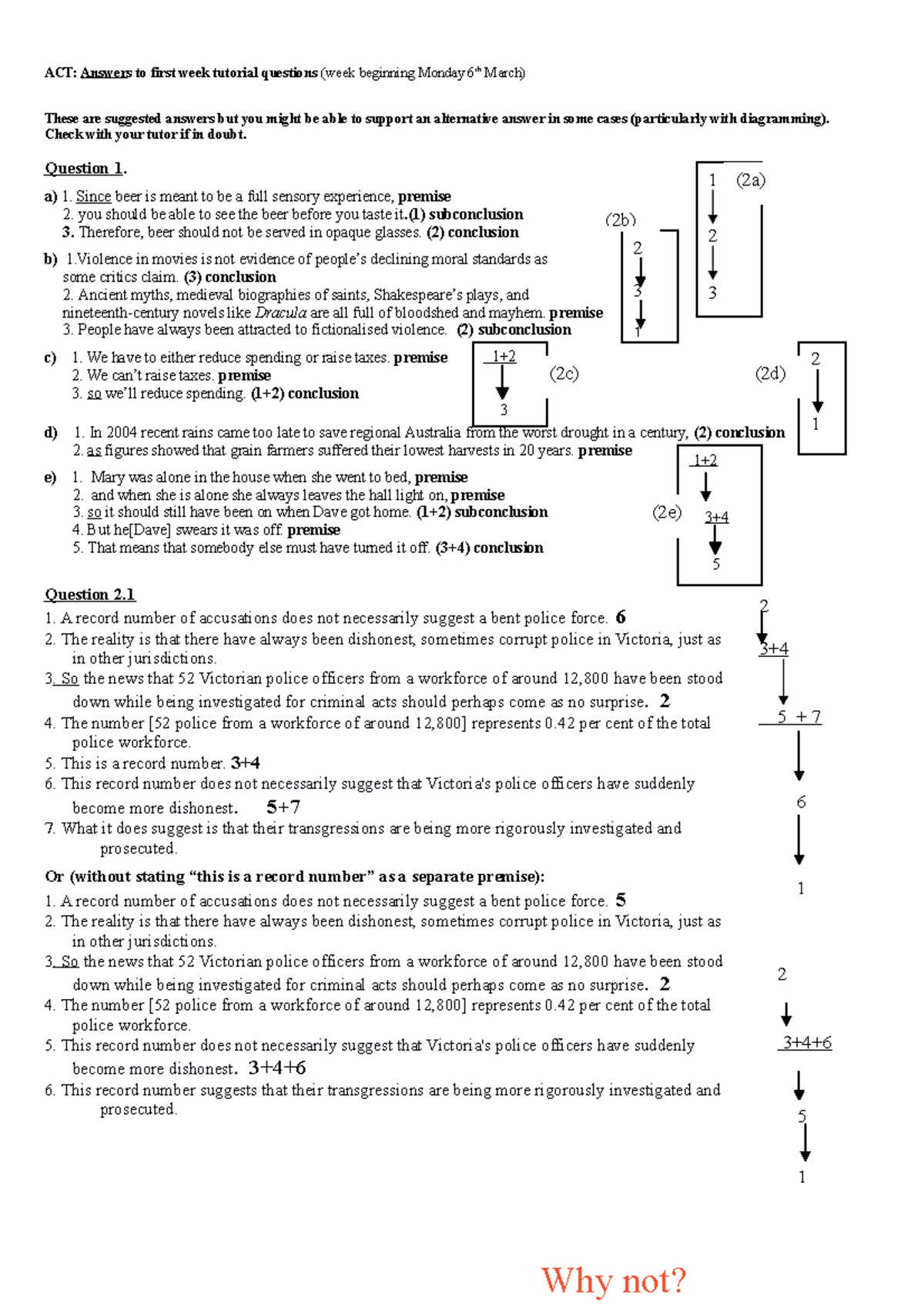 2017 ACT 1st Tute Answers - ACT: Answers to first week tutorial ...