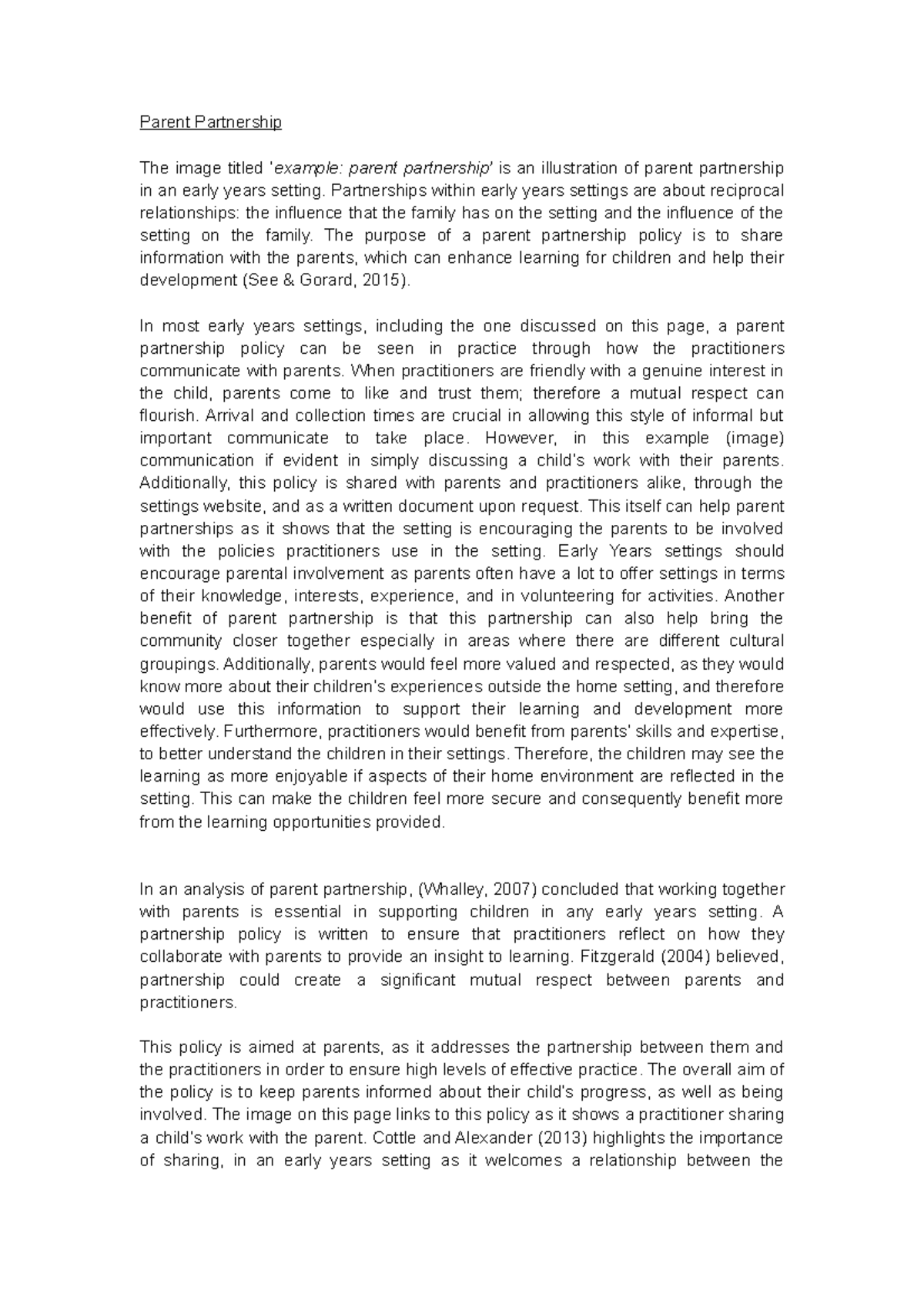 Parent Partnership - Parent Partnership The image titled ‘example ...