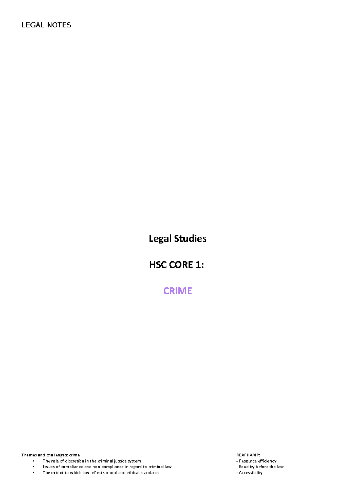 Crime hsc trial notes - Legal Studies HSC CORE 1: CRIME Themes and ...