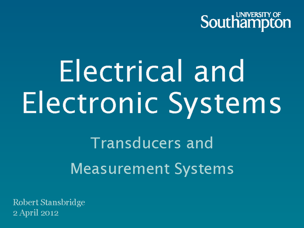 Lecture notes, lectures 1-6 - measurement systems - Electrical and ...