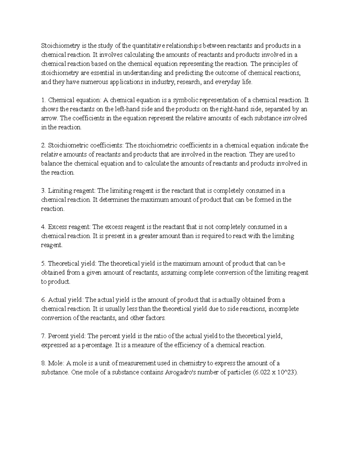Stoichiometry - It involves calculating the amounts of reactants and ...