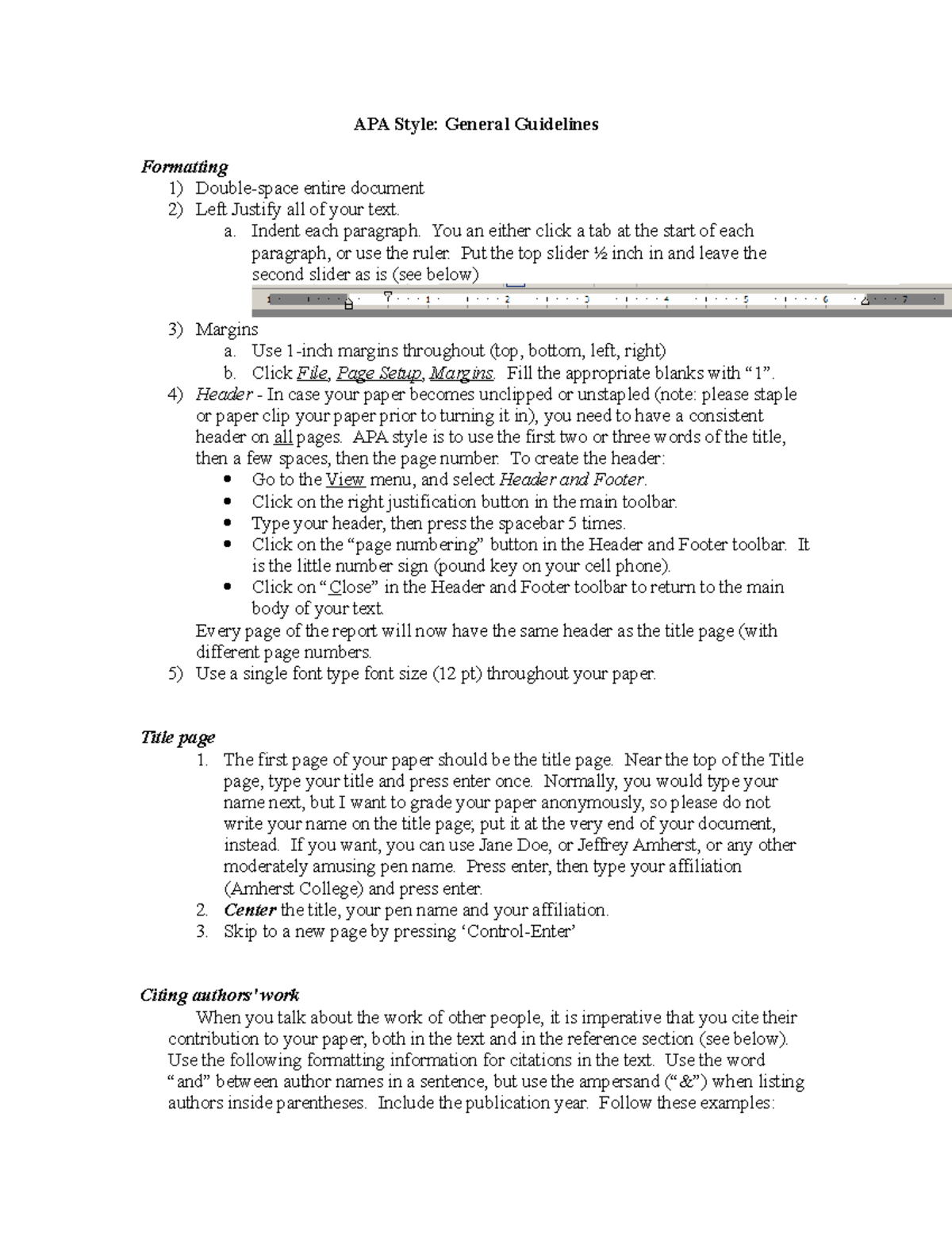 APAstyle Guide - apa - APA Style: General Guidelines Formatting 1 ...