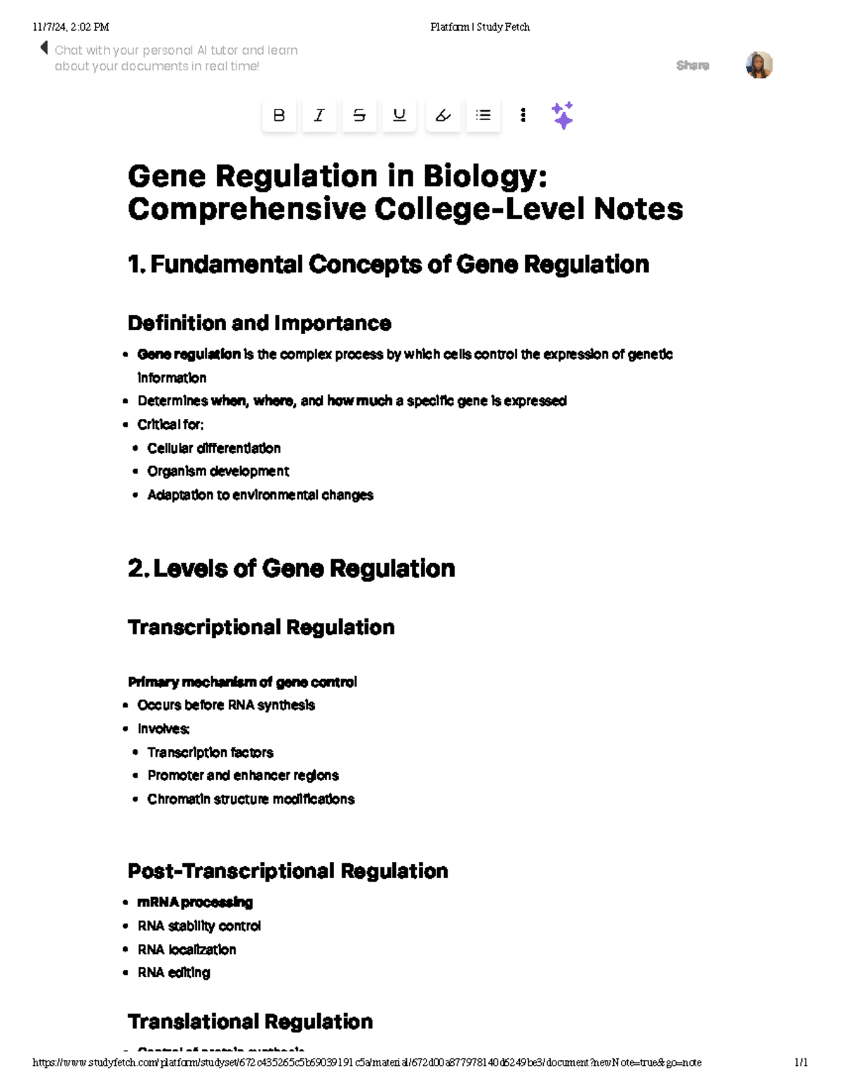 Gene regulation notes - Share Gene Regulation in Biology: Comprehensive ...