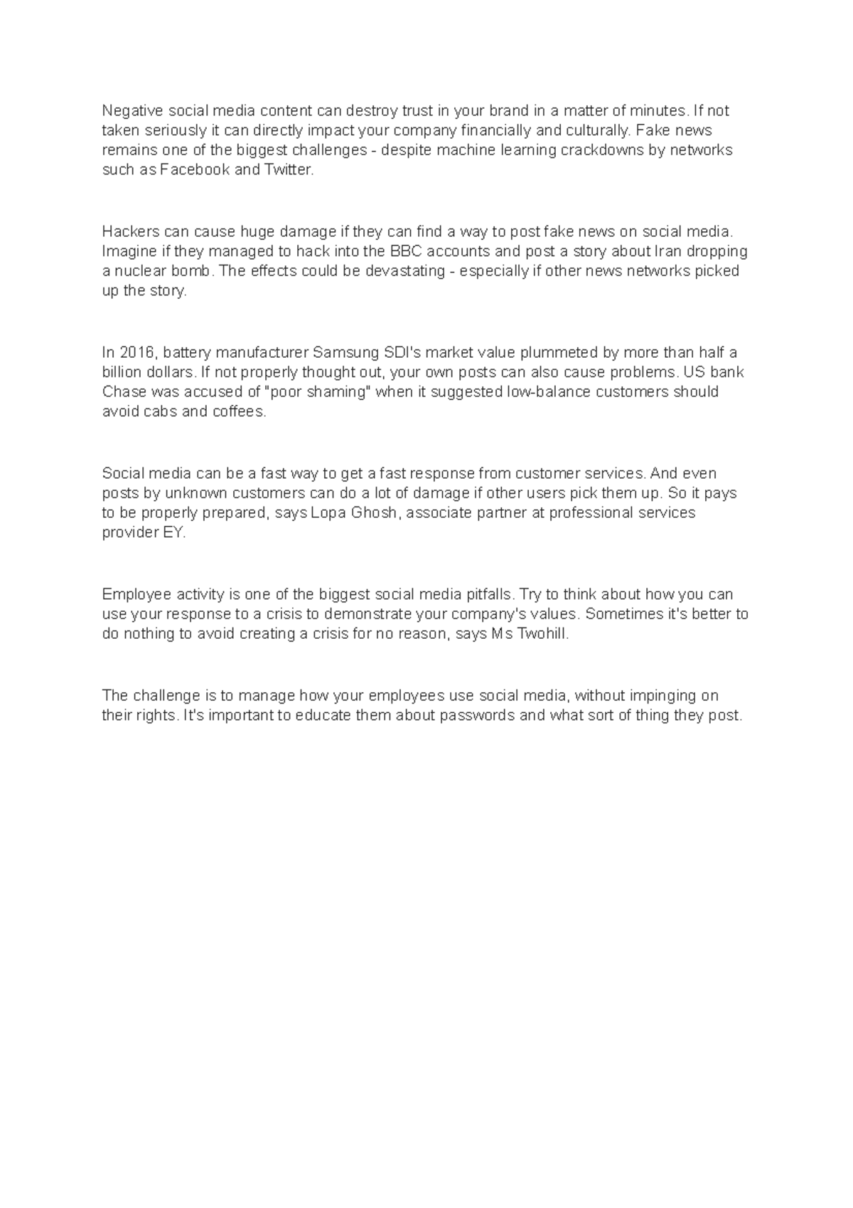 Negative social media content can destroy trust in your brand in a ...