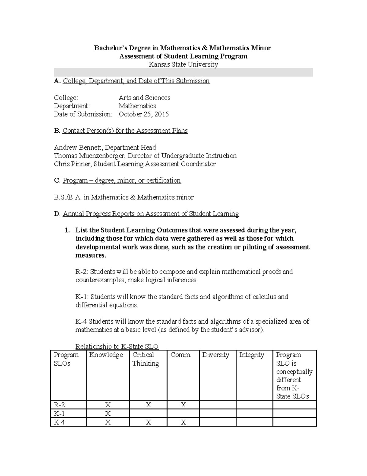 Seminar assignments - Bachelor’s degree in mathematics & mathematics ...