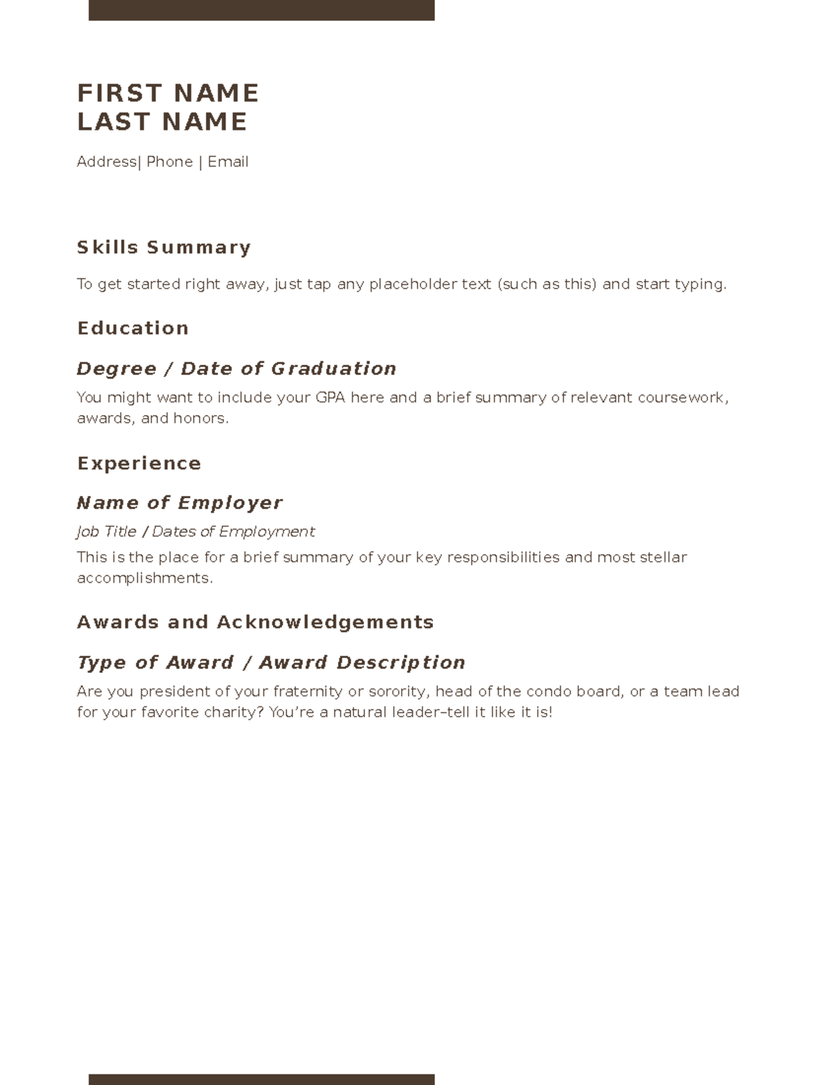 Document - They are very educational - FIRST NAME LAST NAME Address ...