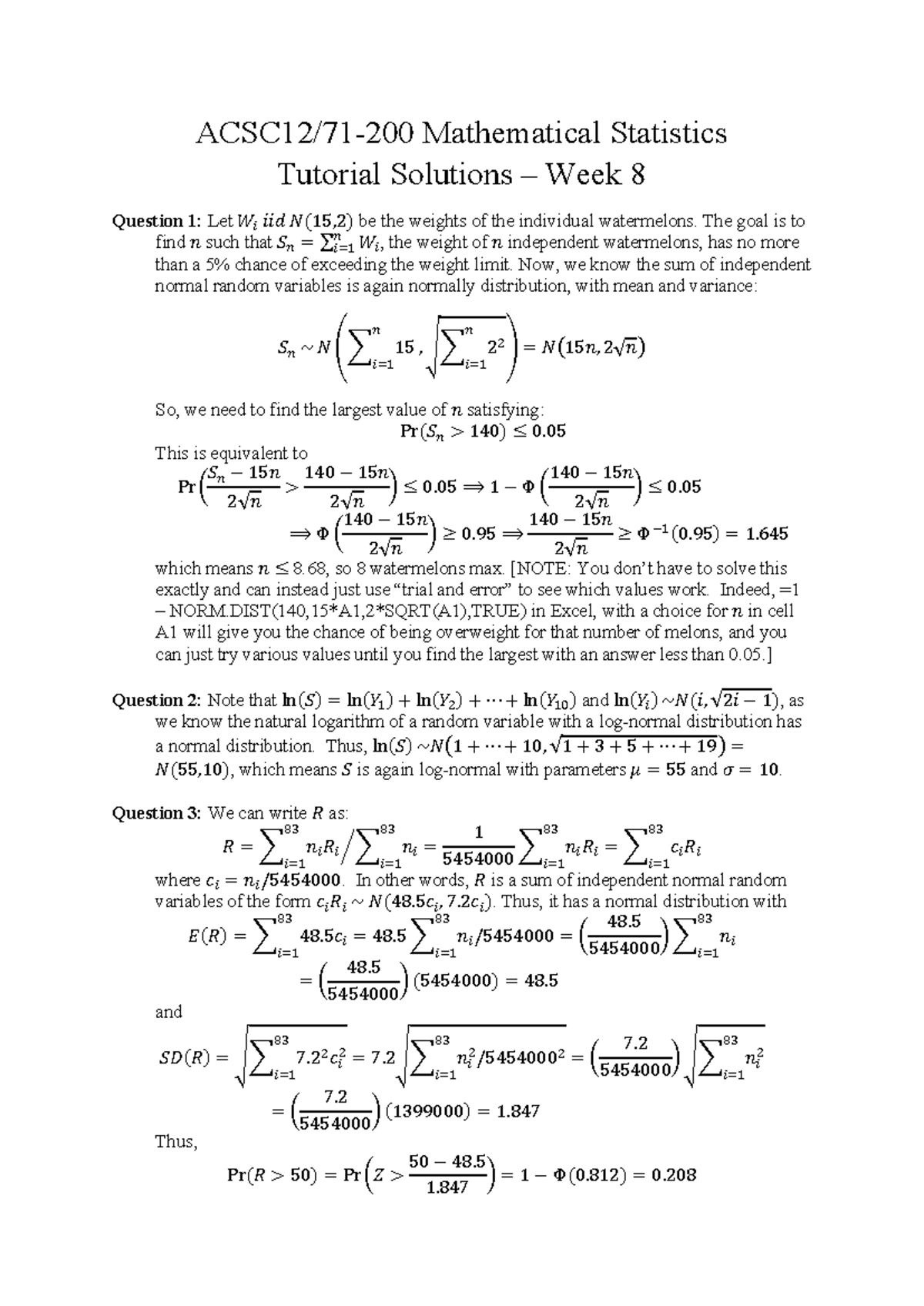 ACSC12-71-200 Tutorial-8-Solutions - ACSC12/71-200 Mathematical ...