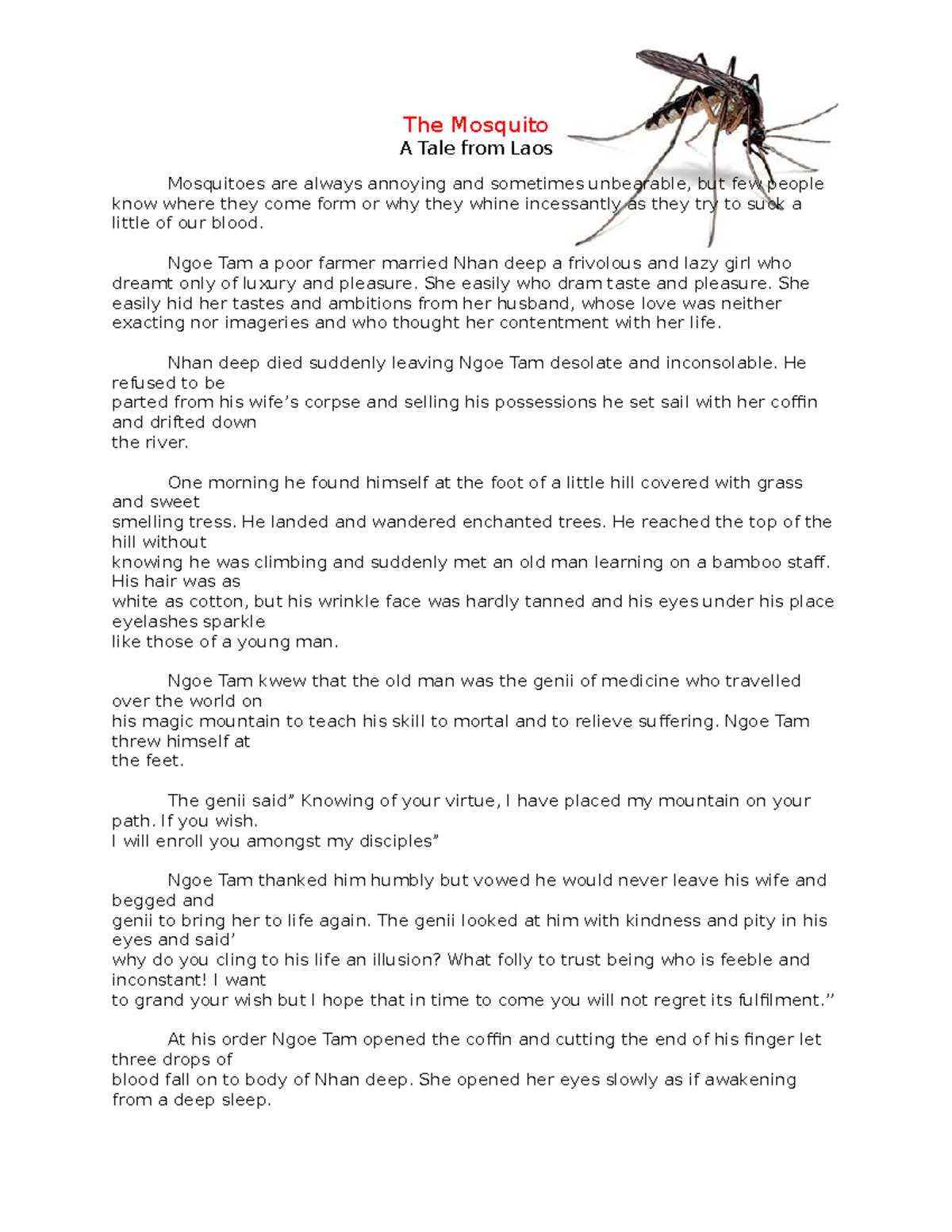 The Mosquito - Ngoe Tam a poor farmer married Nhan deep a frivolous and ...