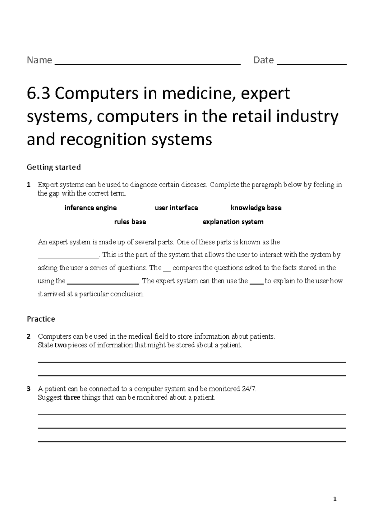 Igcse ict 3ed tr ws 6 3 - ....... - 1 Name Date 6 Computers in medicine ...