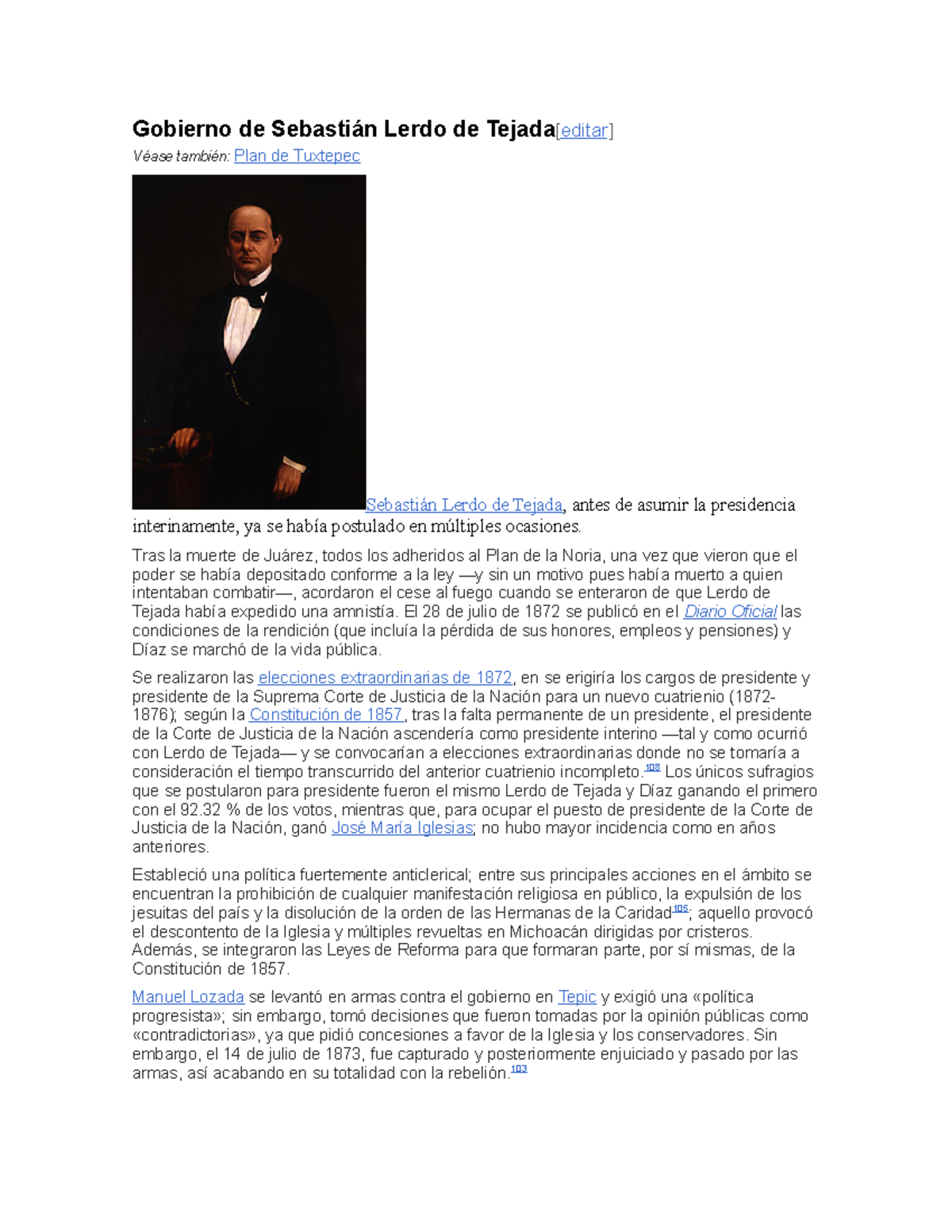 Gobierno de Sebastián Lerdo de Tejada - Gobierno de Sebastián Lerdo de ...