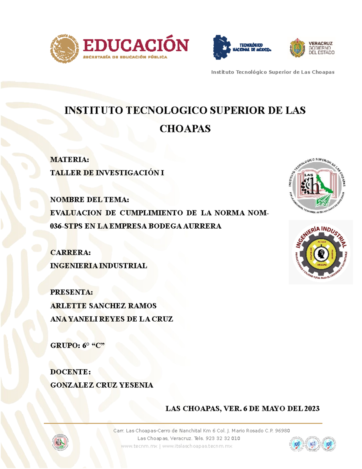 U2-Avance 1-Arlette Sanchez - INSTITUTO TECNOLOGICO SUPERIOR DE LAS ...