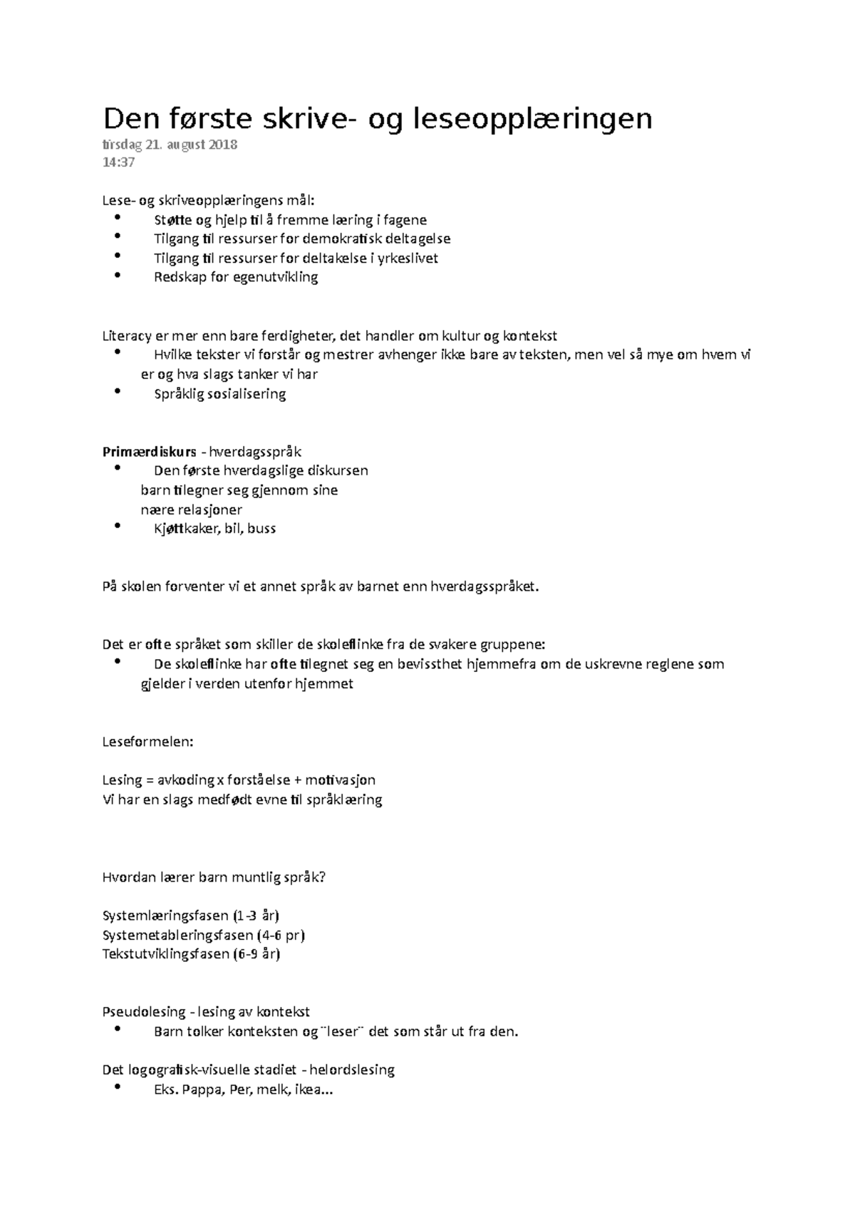Den første lese-skrive opplæringen - Den og tirsdag 21. august 2018 14: ...
