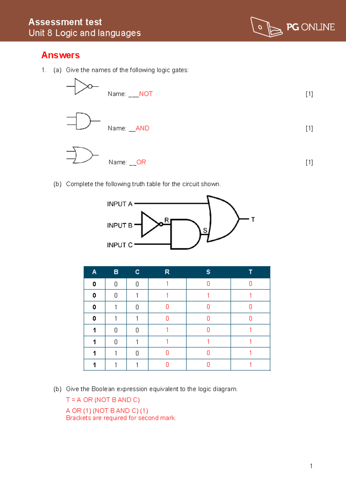 Unit 8 Assessment Answers Logic And Languages Unit 8 Logic And Languages Answers 1 A Give 5763