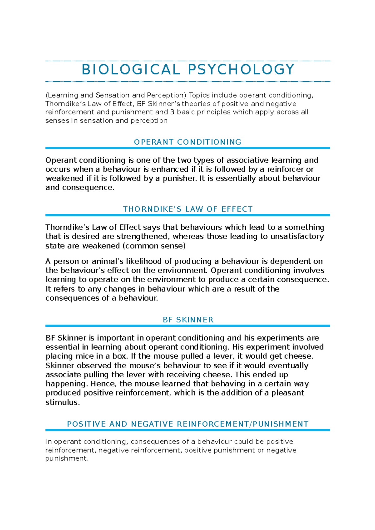 Biological Psychology - B I O LO G I C A L P S YC H O LO GY (Learning ...