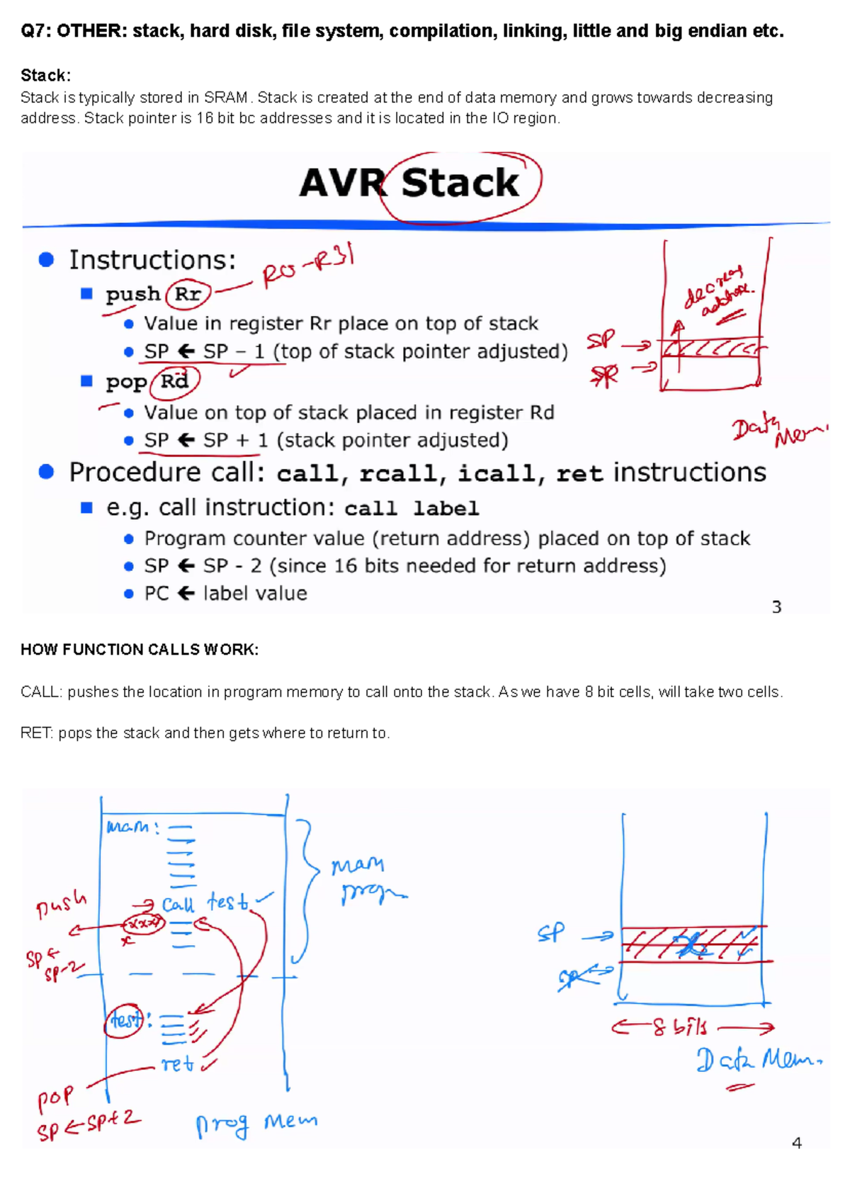 Question 7 - Summary Introduction To Computer Systems - Q7: OTHER: stack, hard disk, file system ...