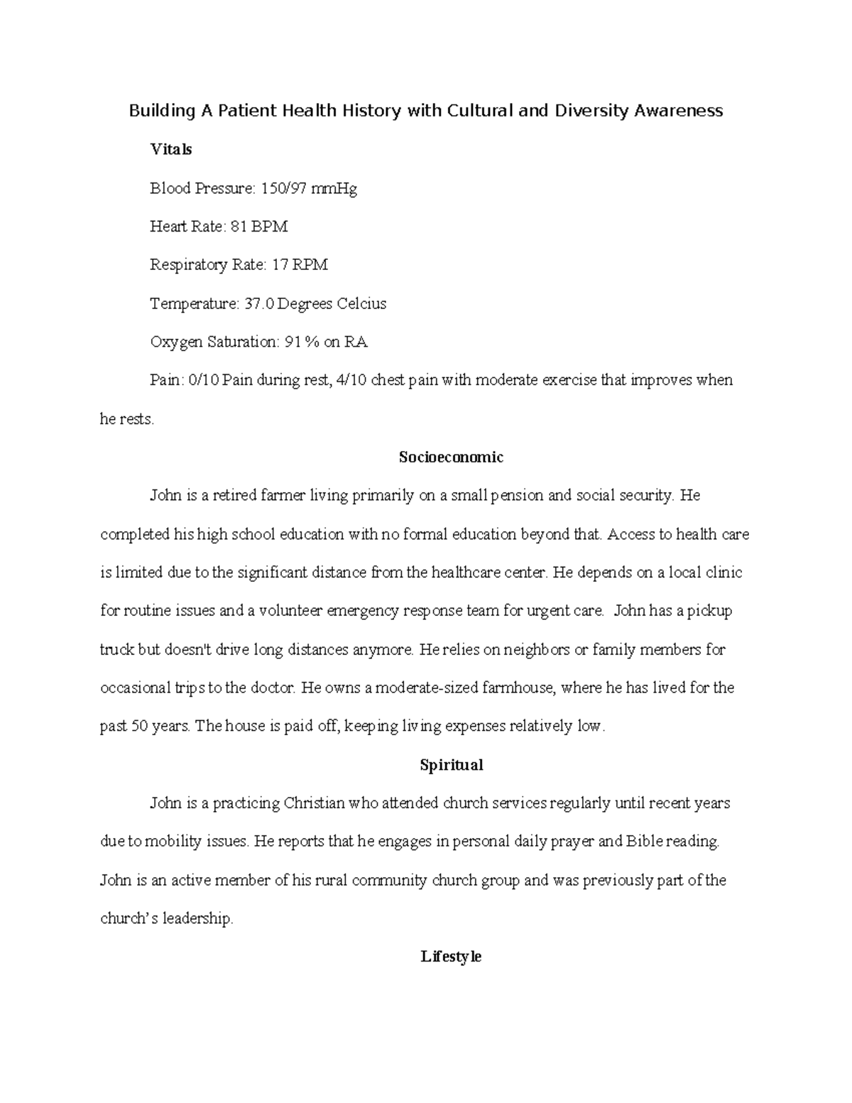 Building A Patient Health History with Cultural and Diversity Awareness ...