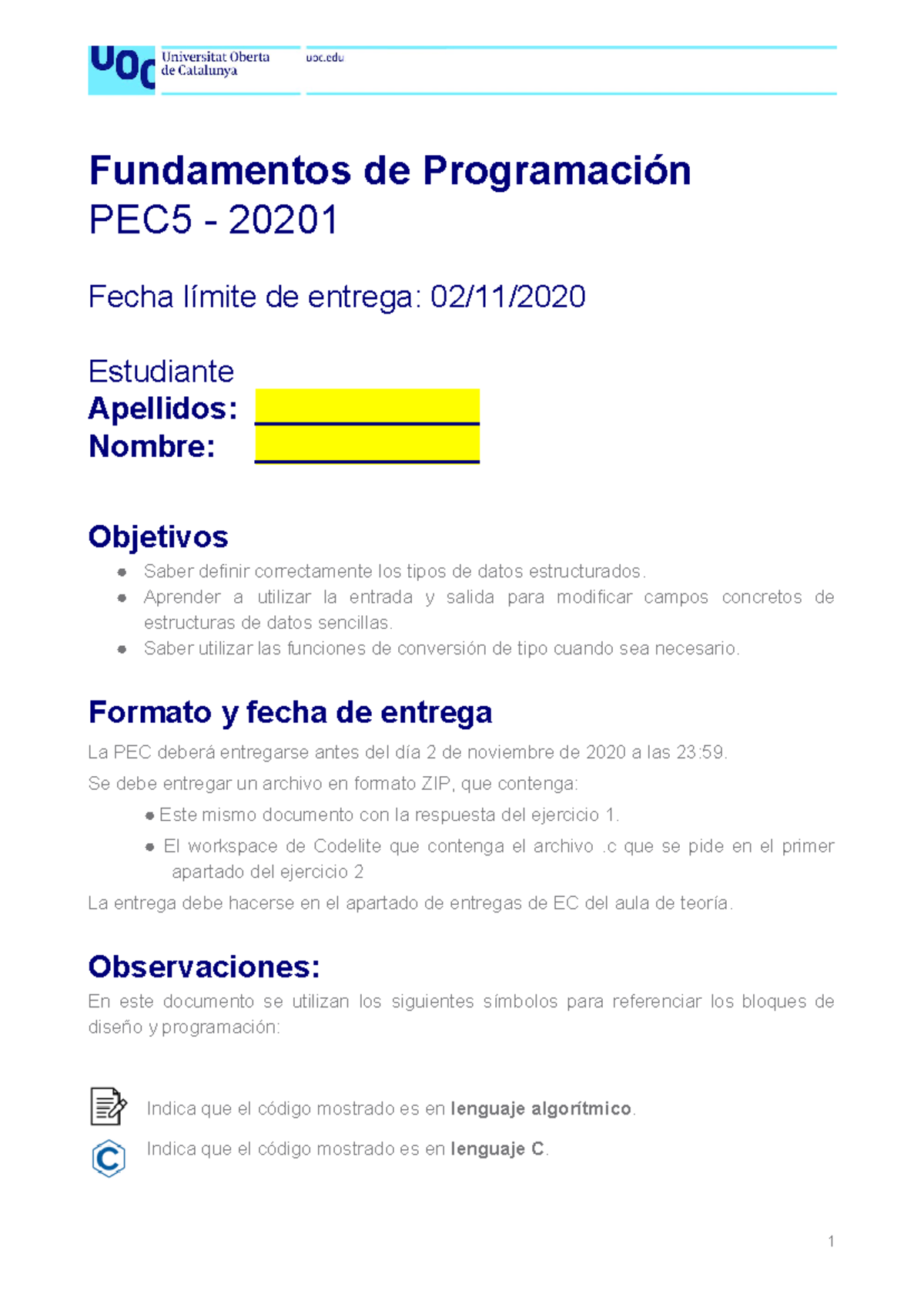 75554 PEC5 20201 Solucion - Fundamentos de Programación PEC5 - 20201 ...