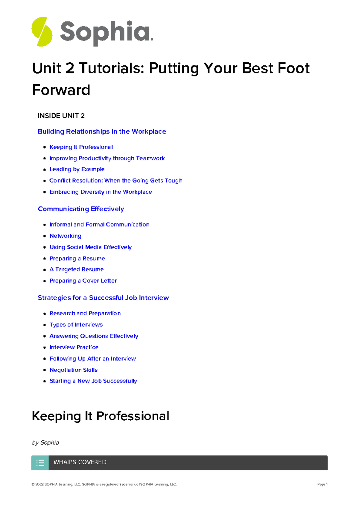 Unit 2 tutorials putting your best foot forward - Unit 2 Tutorials ...