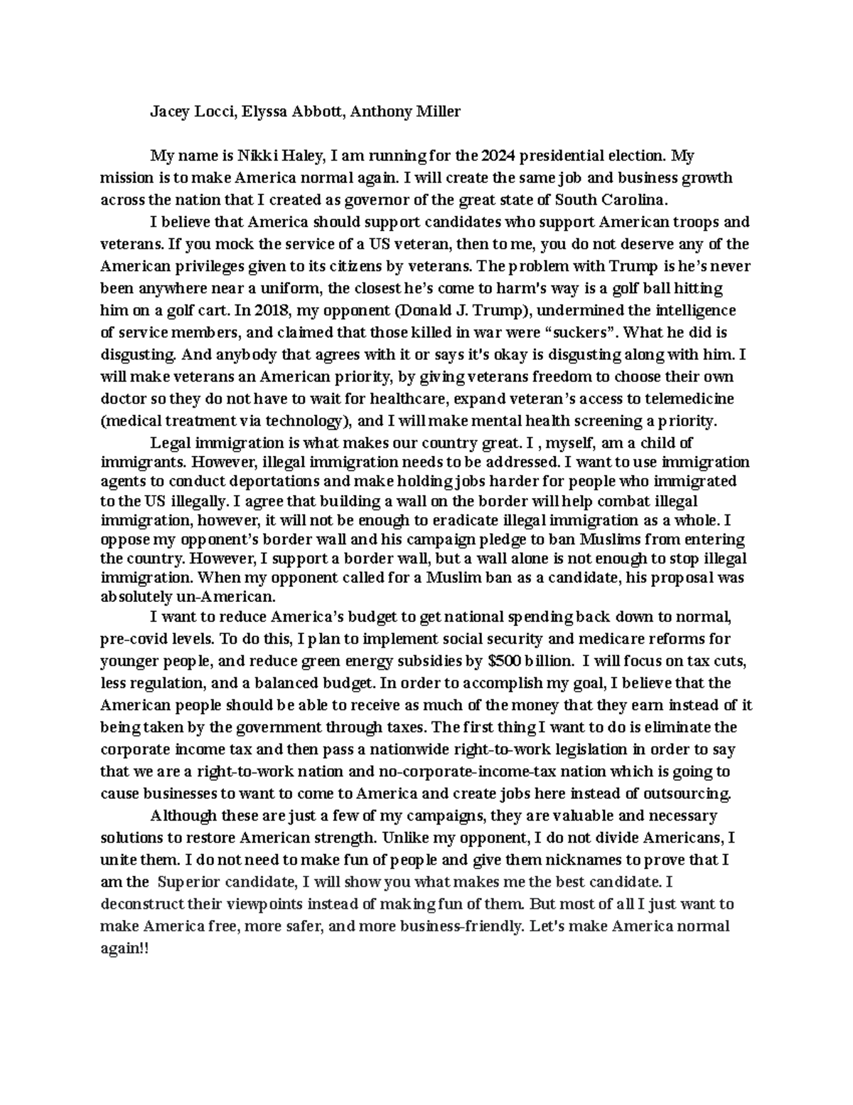 Copy of Gov Speech 2 29 - there - Jacey Locci, Elyssa Abbott, Anthony ...