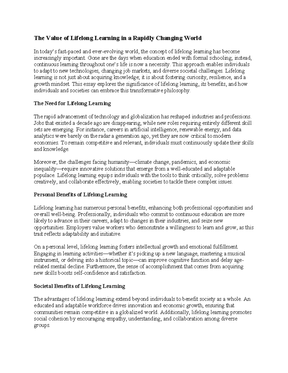 The Value of Lifelong Learning in a Rapidly Changing World - Gone are ...