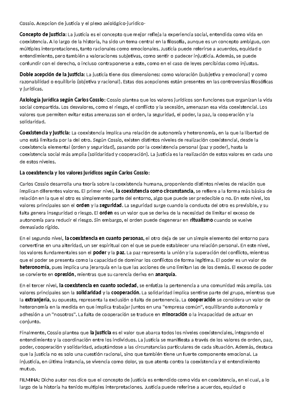 Cossio y radbruch - Filosofía del Derecho - UNLP - Studocu