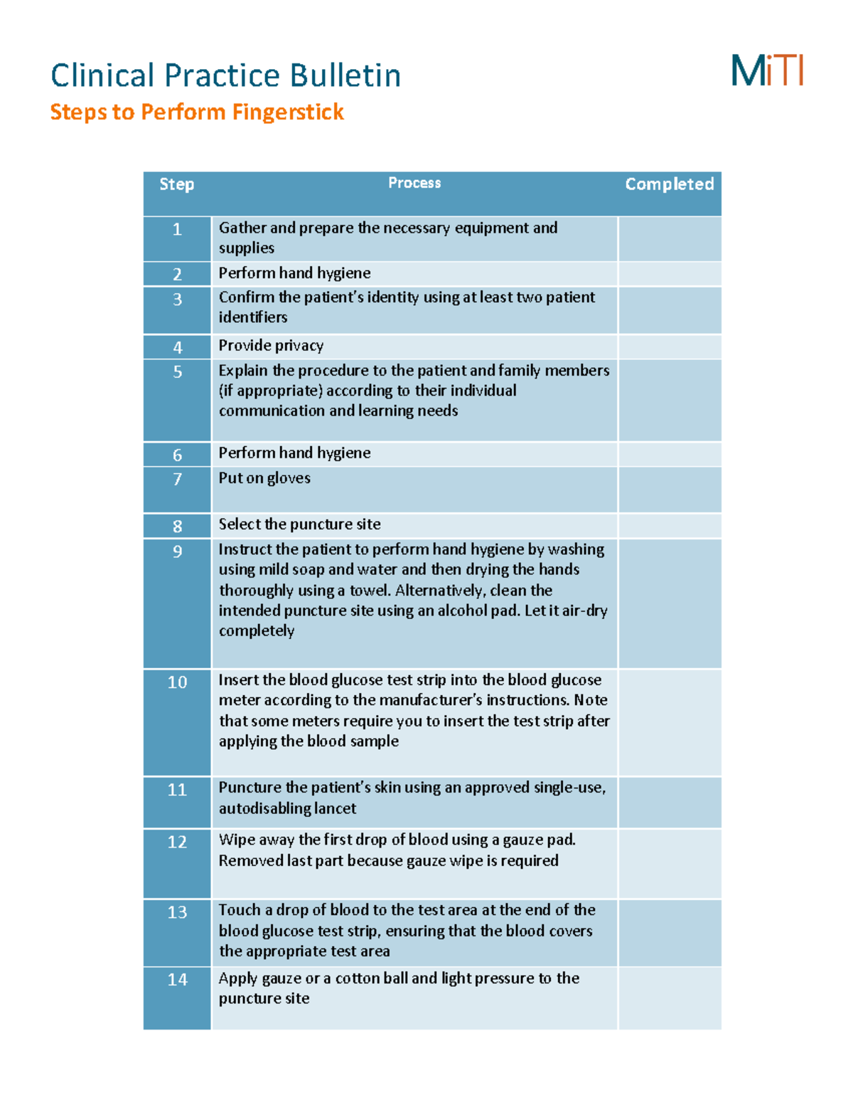 Fingerstick Steps - Hey - Clinical Practice Bulletin Steps to Perform ...
